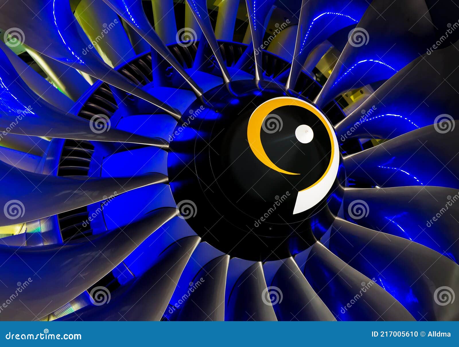 Close-up of a Large Jet Engine Turbine Blades Stock Photo - Image of ...