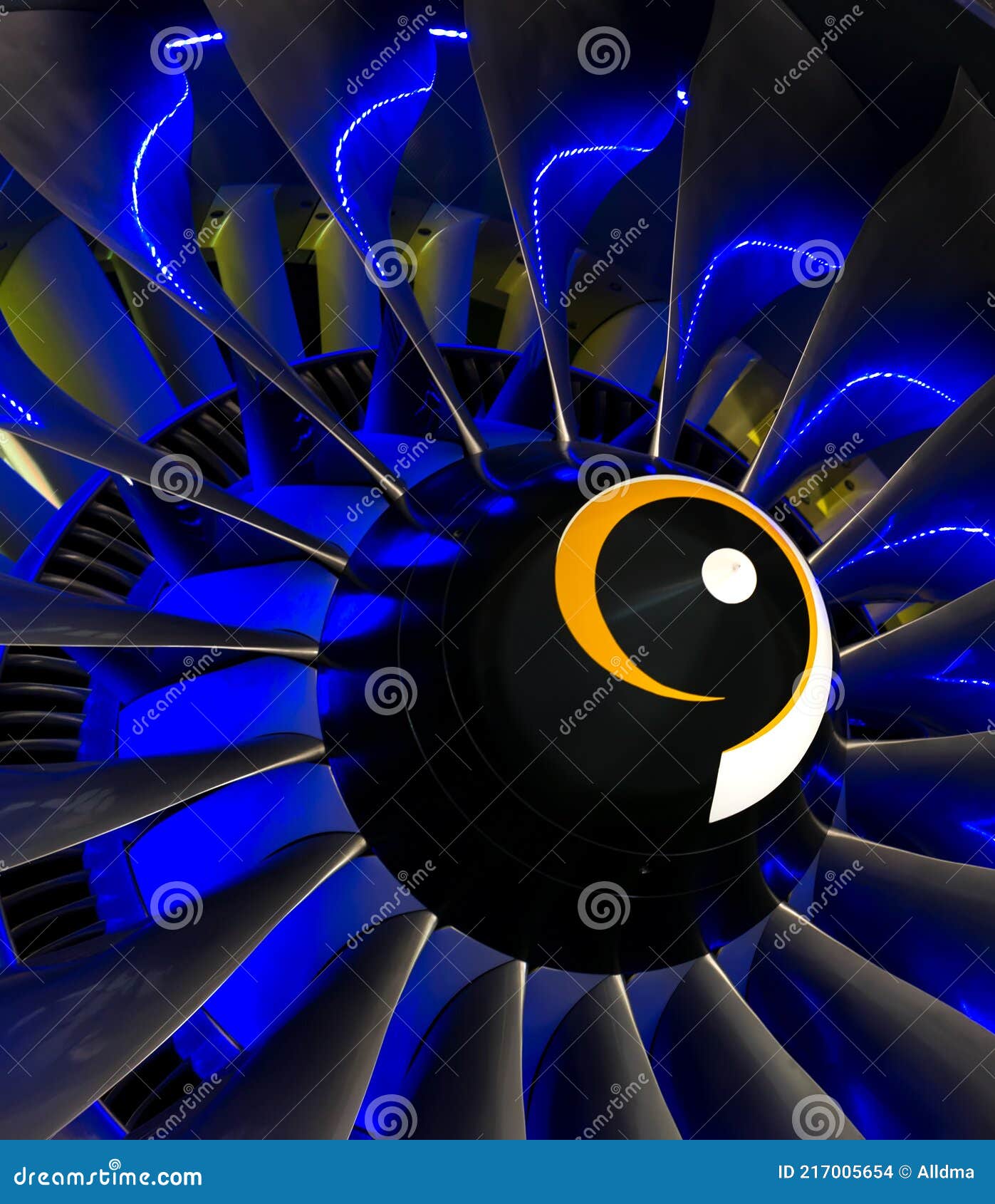 Close-up of a Large Jet Engine Turbine Blades Stock Photo - Image of ...