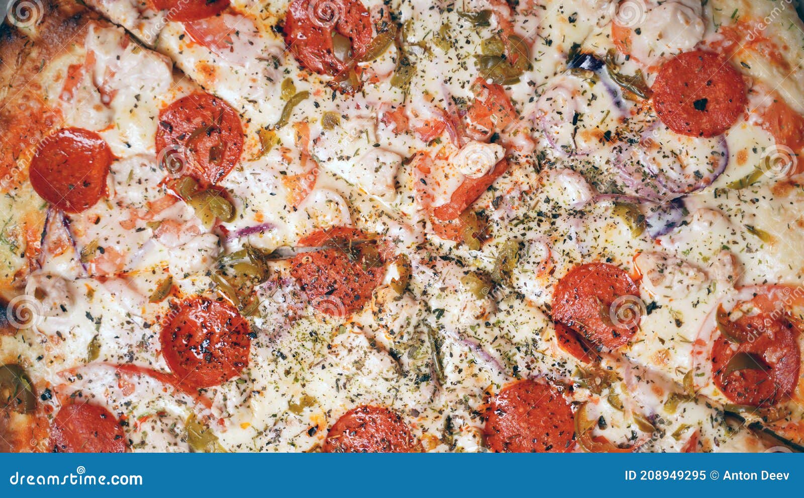 Close Up of Large Pizza with Different Ingredients. Texture of ...