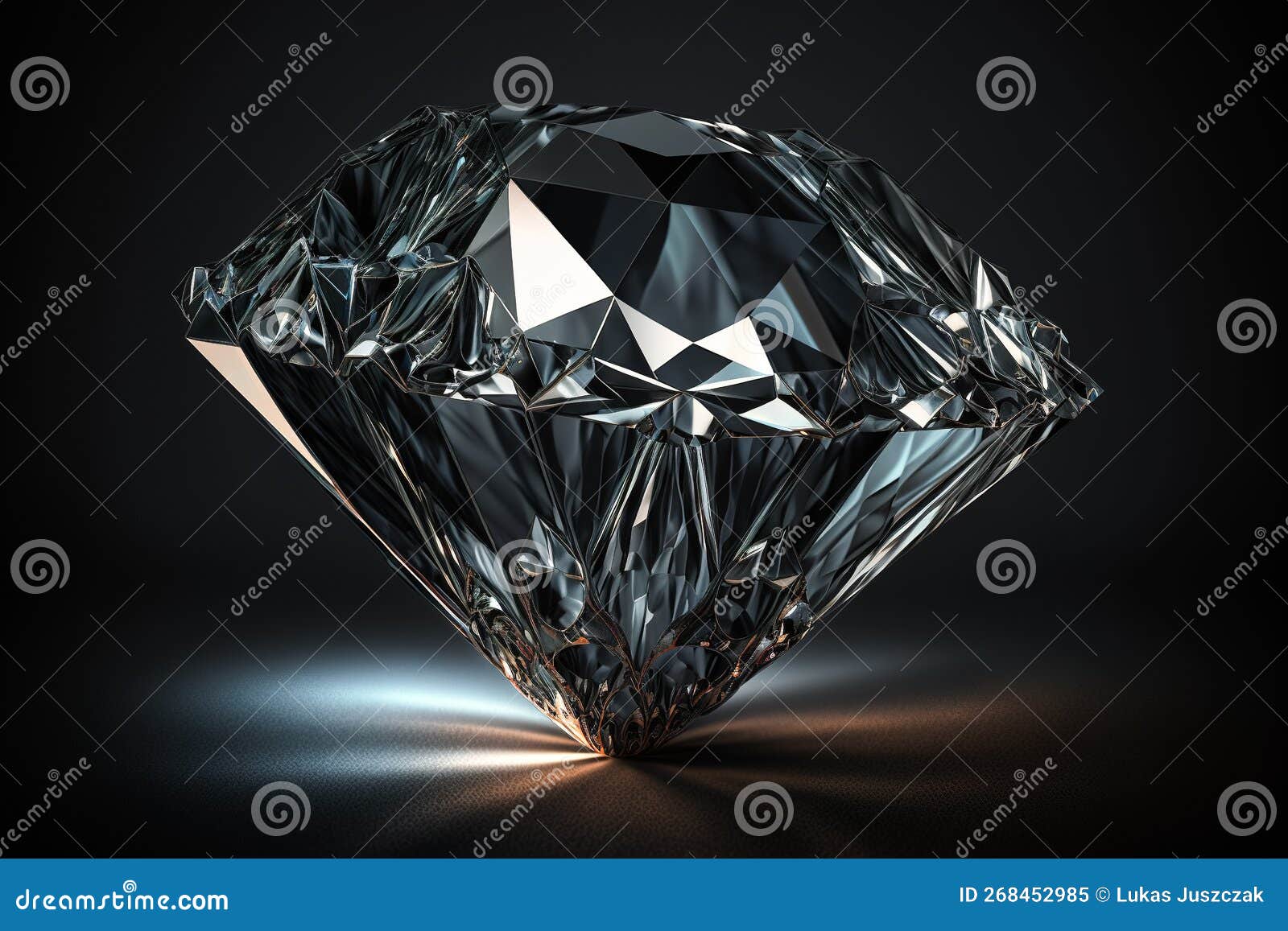Close-up of a Large Shiny Diamond, Black Background. Stock Image ...