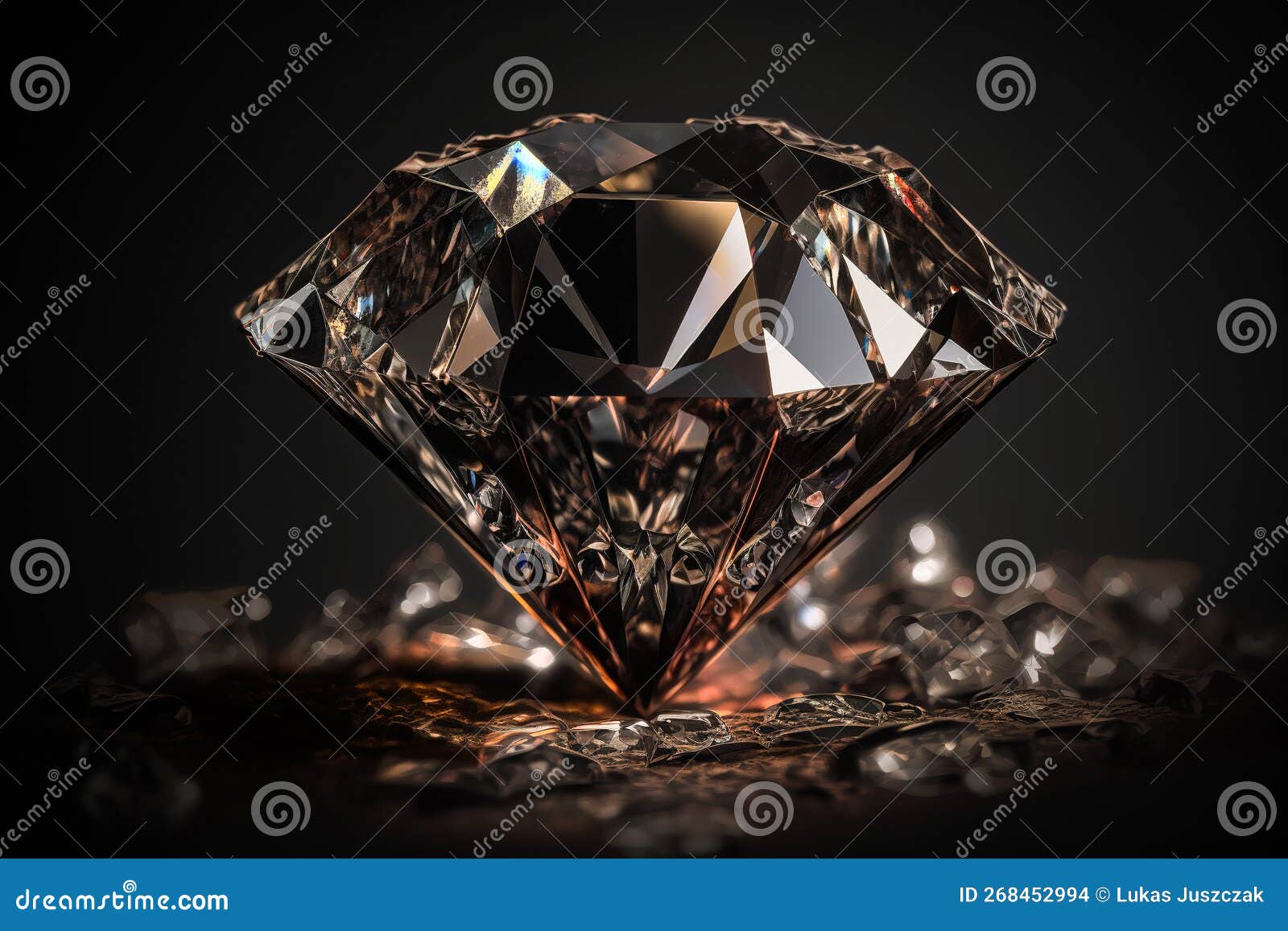 Close-up of a Large Shiny Diamond, Black Background. Stock Photo ...