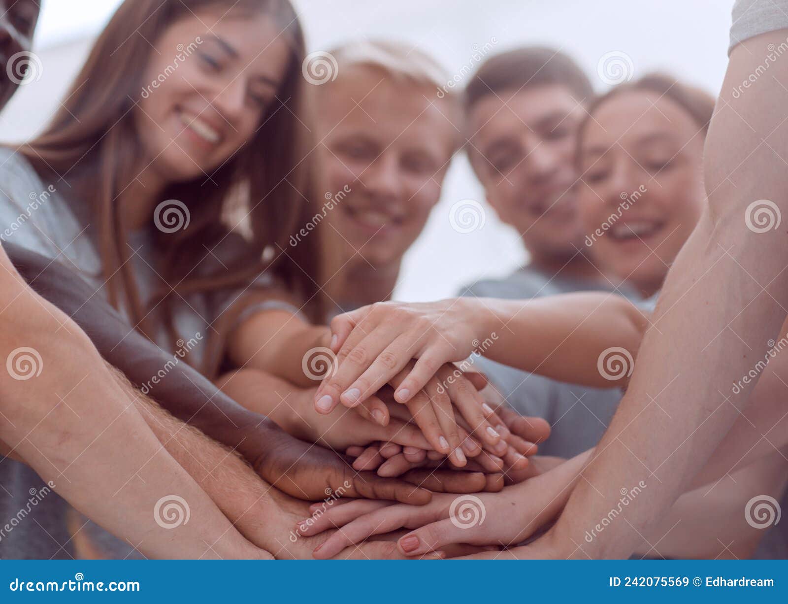 Close Up. a Large Stack of Hands Stock Image - Image of manager ...