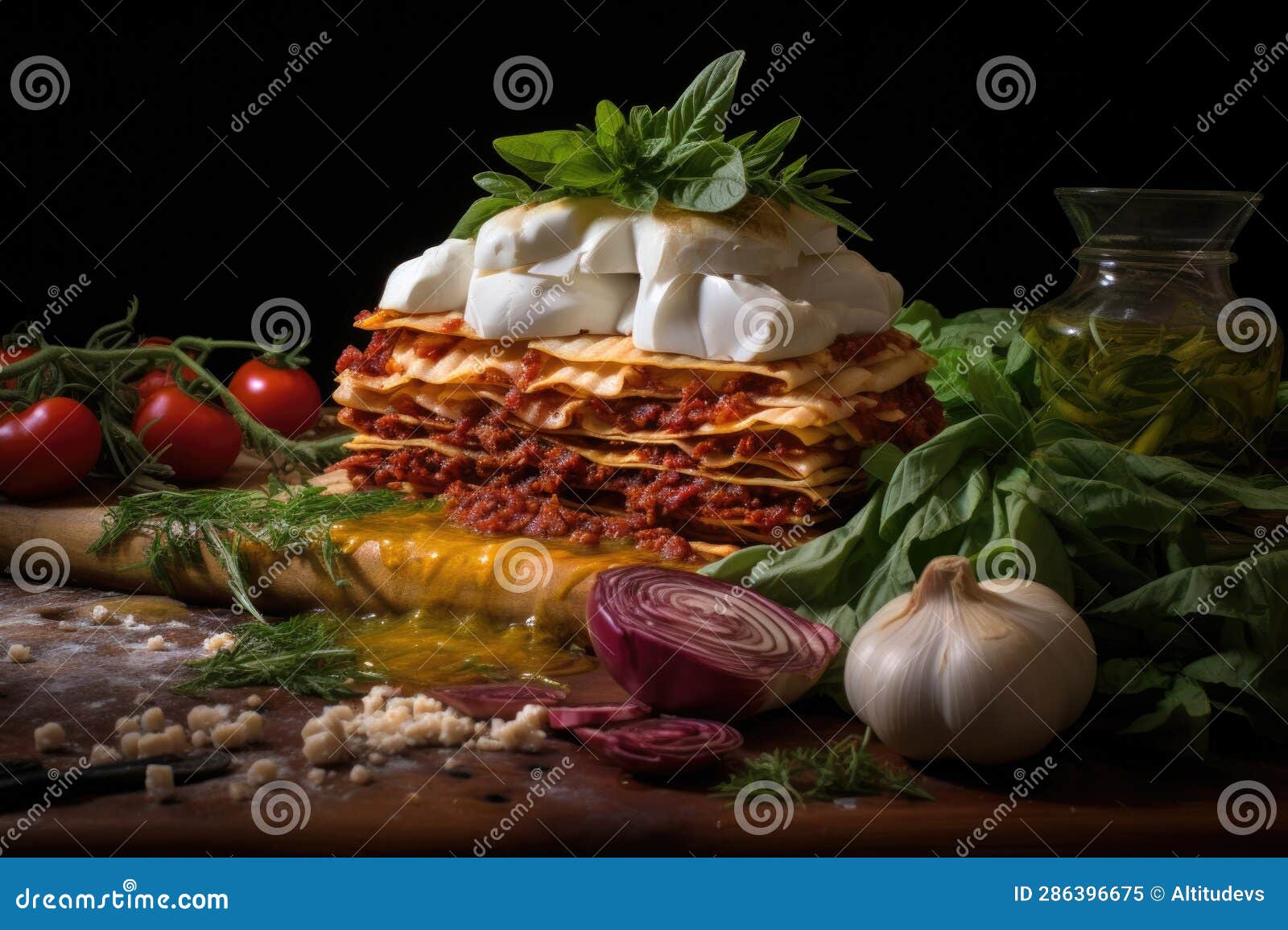 Close-up of Lasagna Layers and Ingredients Stock Image - Image of ...