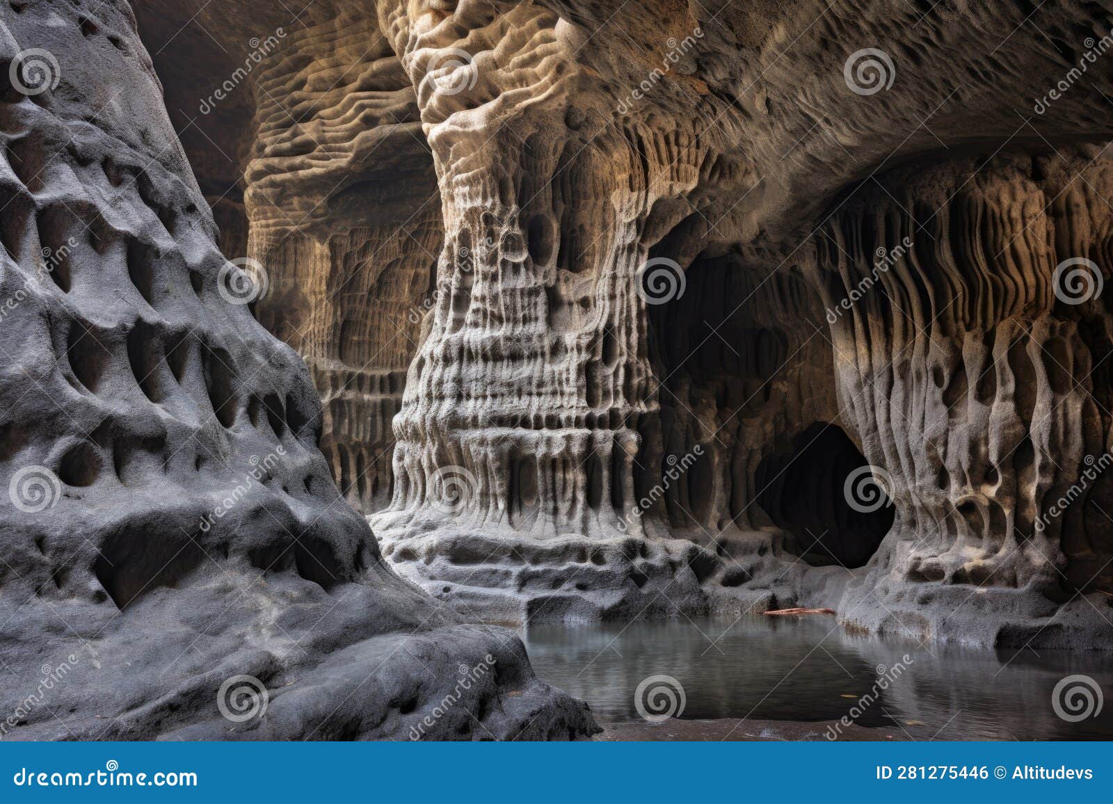 Close-up of Lava Tube Cave Formation Stock Illustration - Illustration ...