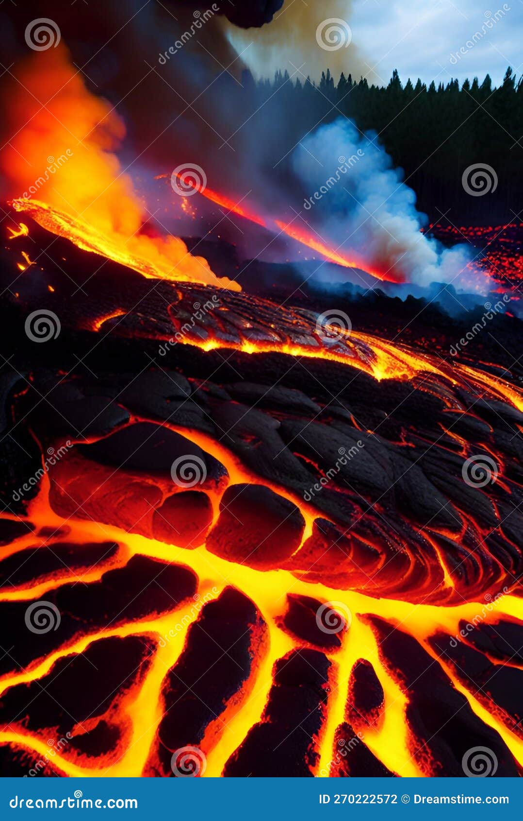 Lava on Volcano , AI Generated Stock Illustration - Illustration of ...