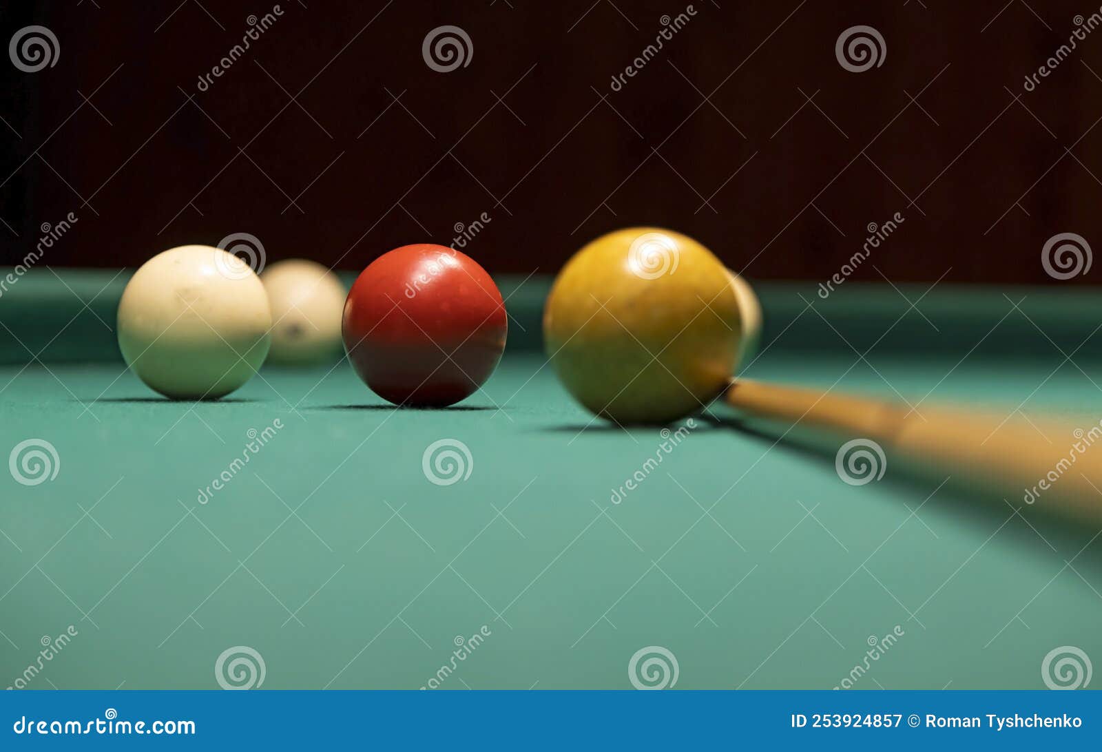 Close-up of the Layers and Cue for Playing Billiards. Stock Image ...