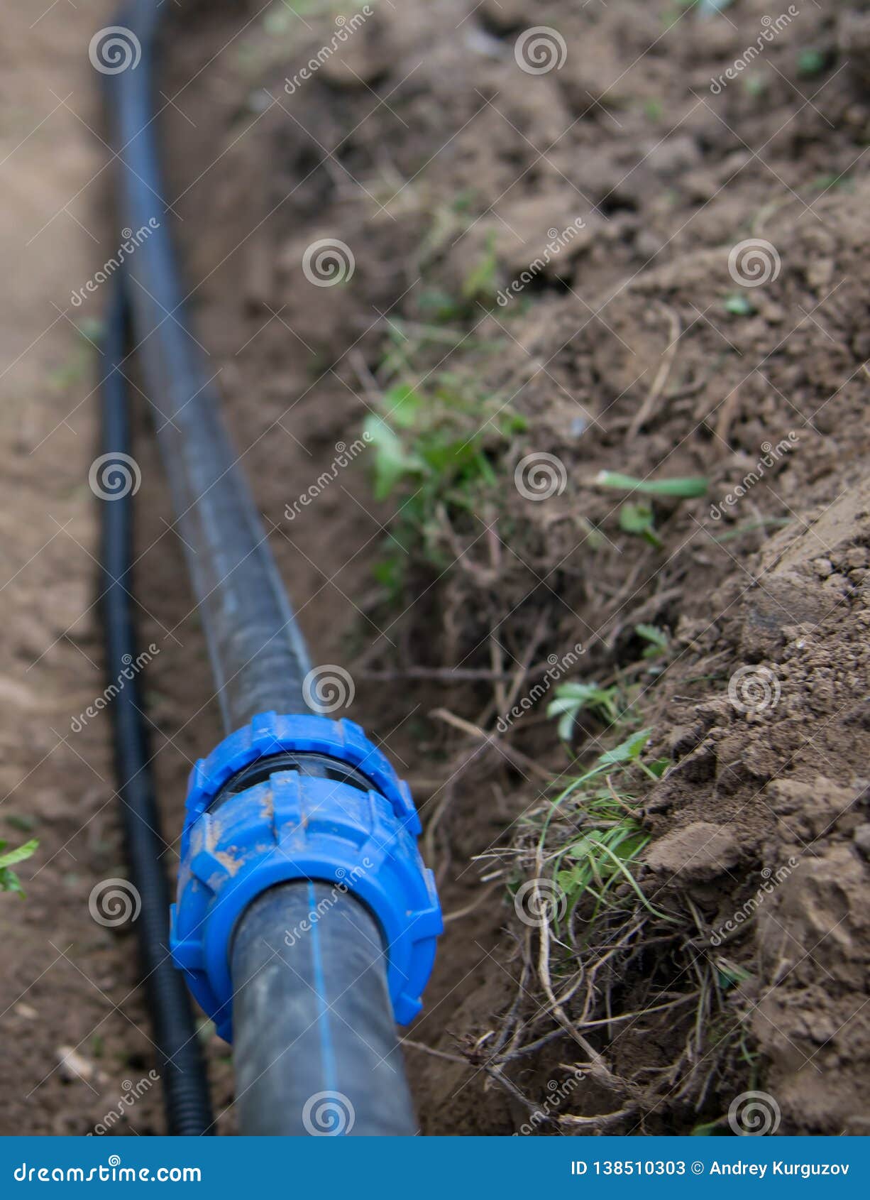 Close-up of Laying Pipes in the Ground for Future Close Stock Image ...
