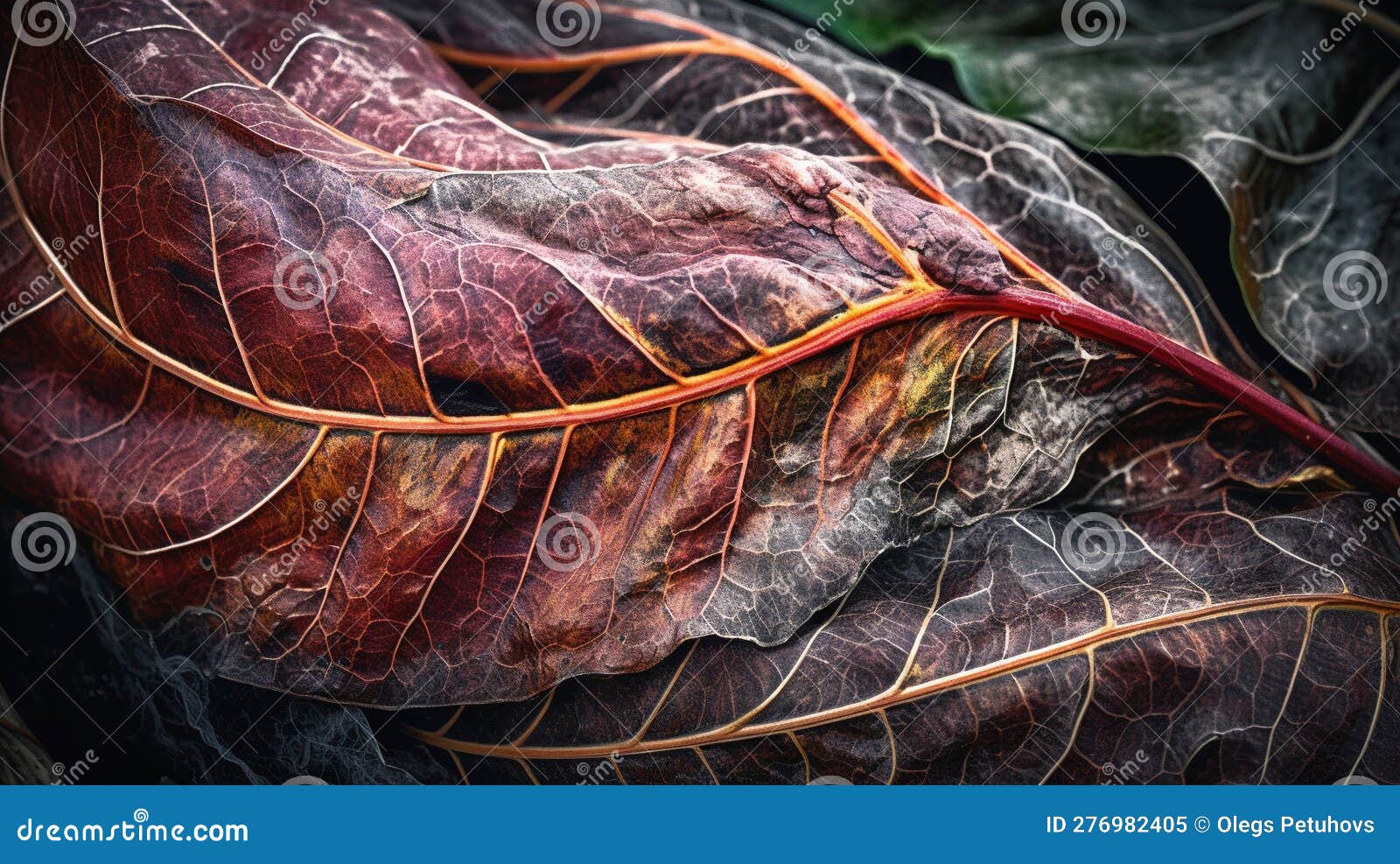 A Close Up of a Leaf with a Red Stem on it Stock Illustration ...