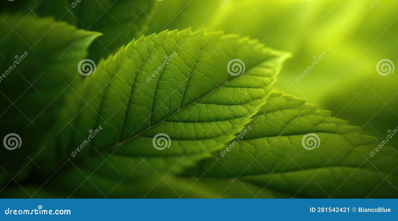 The Close-up of Leaf Texture in Green Abstract Nature Background with a ...