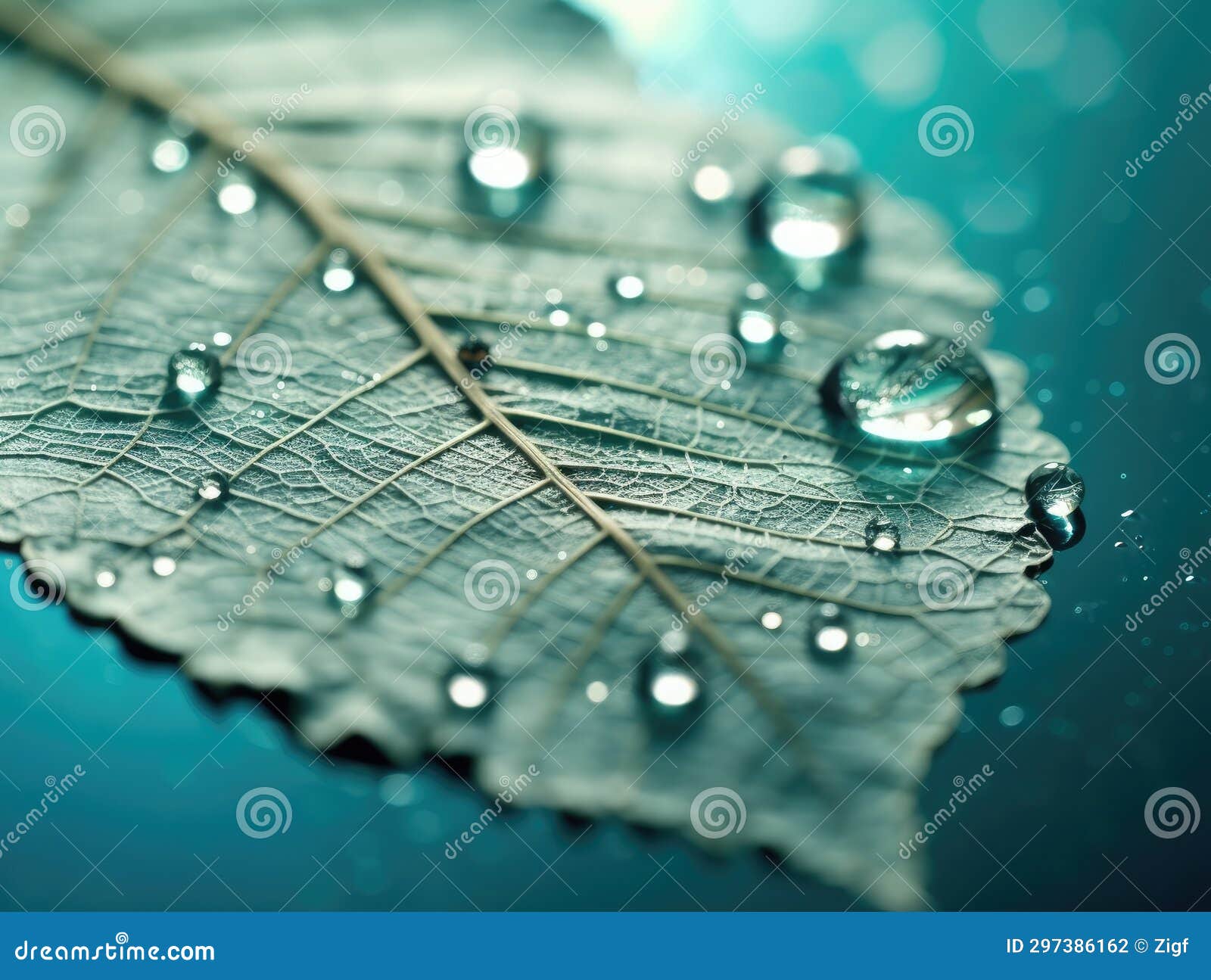 Close Up of a Leaf with Water Droplets on it Stock Illustration ...