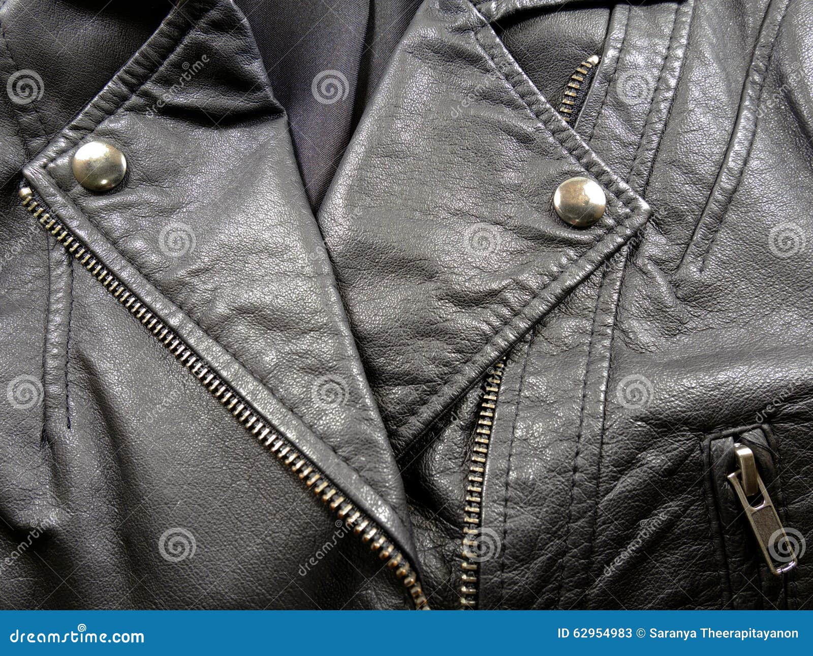 Close up leather jacket stock image. Image of dark, seam - 62954983