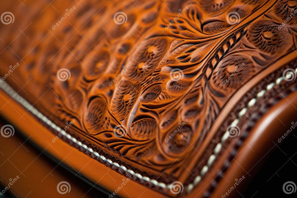 Close-up of Leather Saddle Stitching and Tooling Stock Image - Image of ...