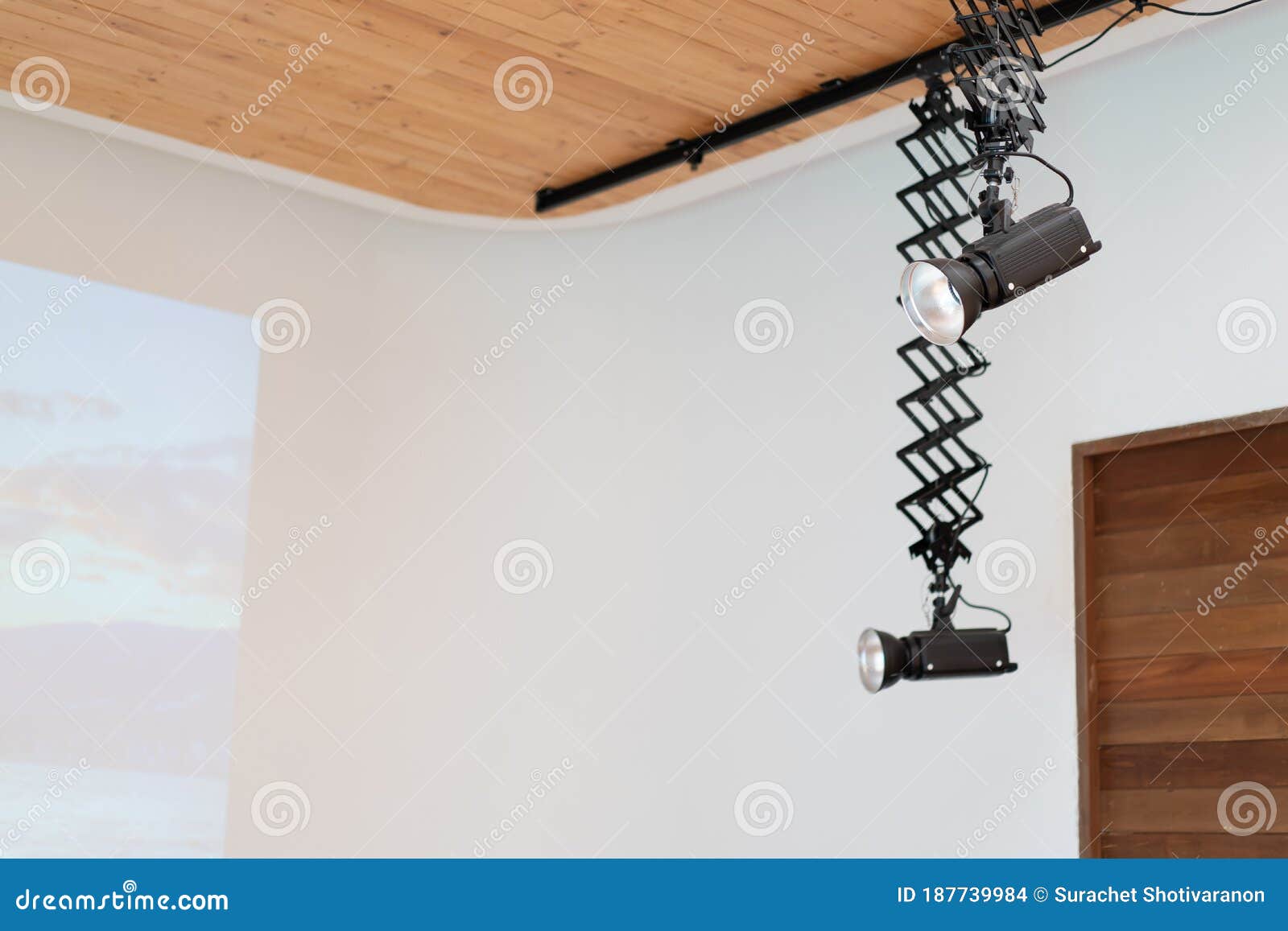 Close Up LED Spotlight in the Seminar Classroom without Anyone in ...