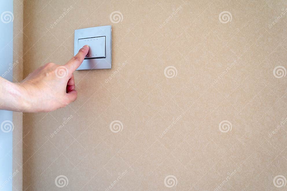 Close Up Left Hand Push the Switch Stock Image - Image of decor, finger ...