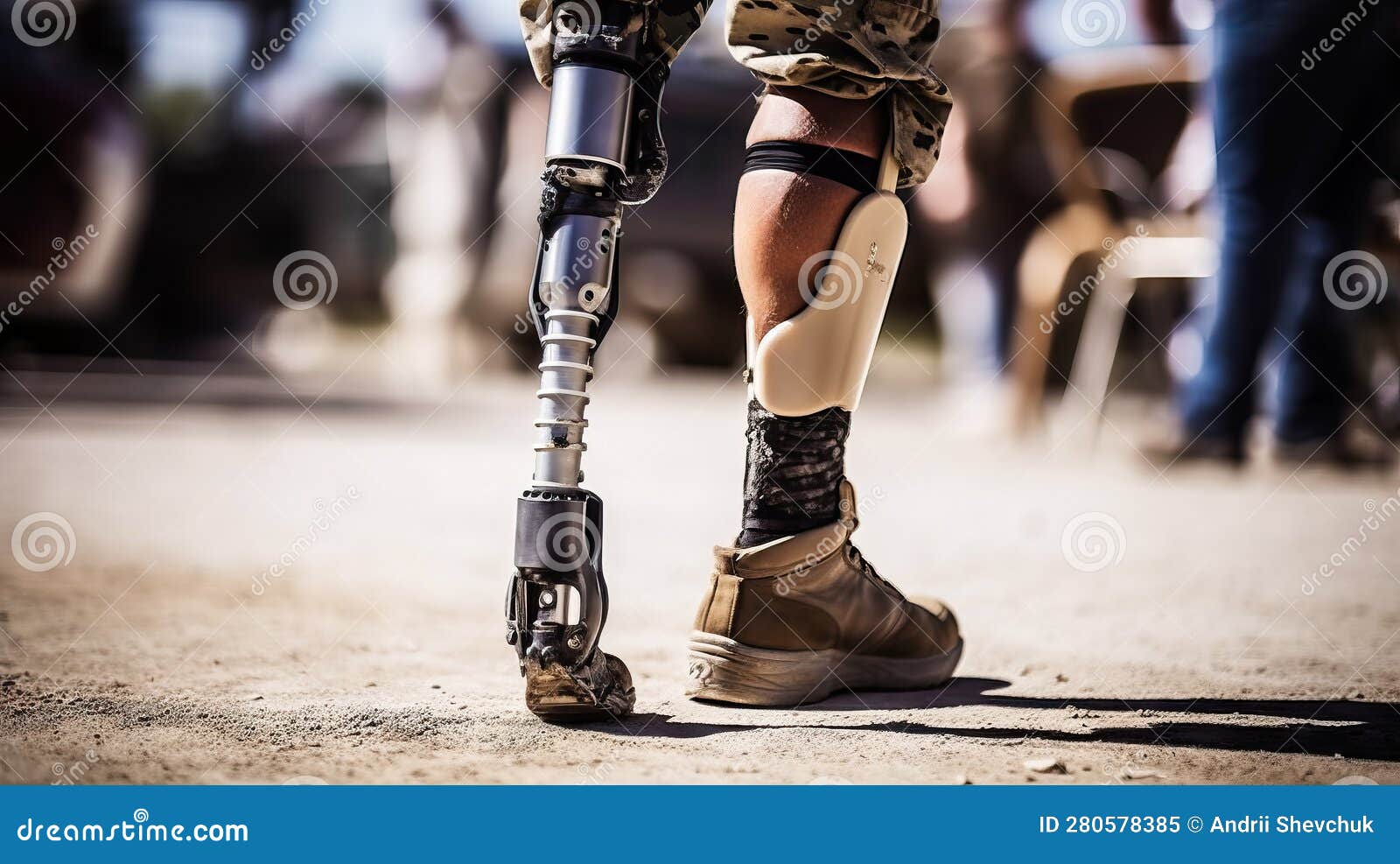 Soldier With Prosthetic Leg Crossing Training Ground Obstacles With ...