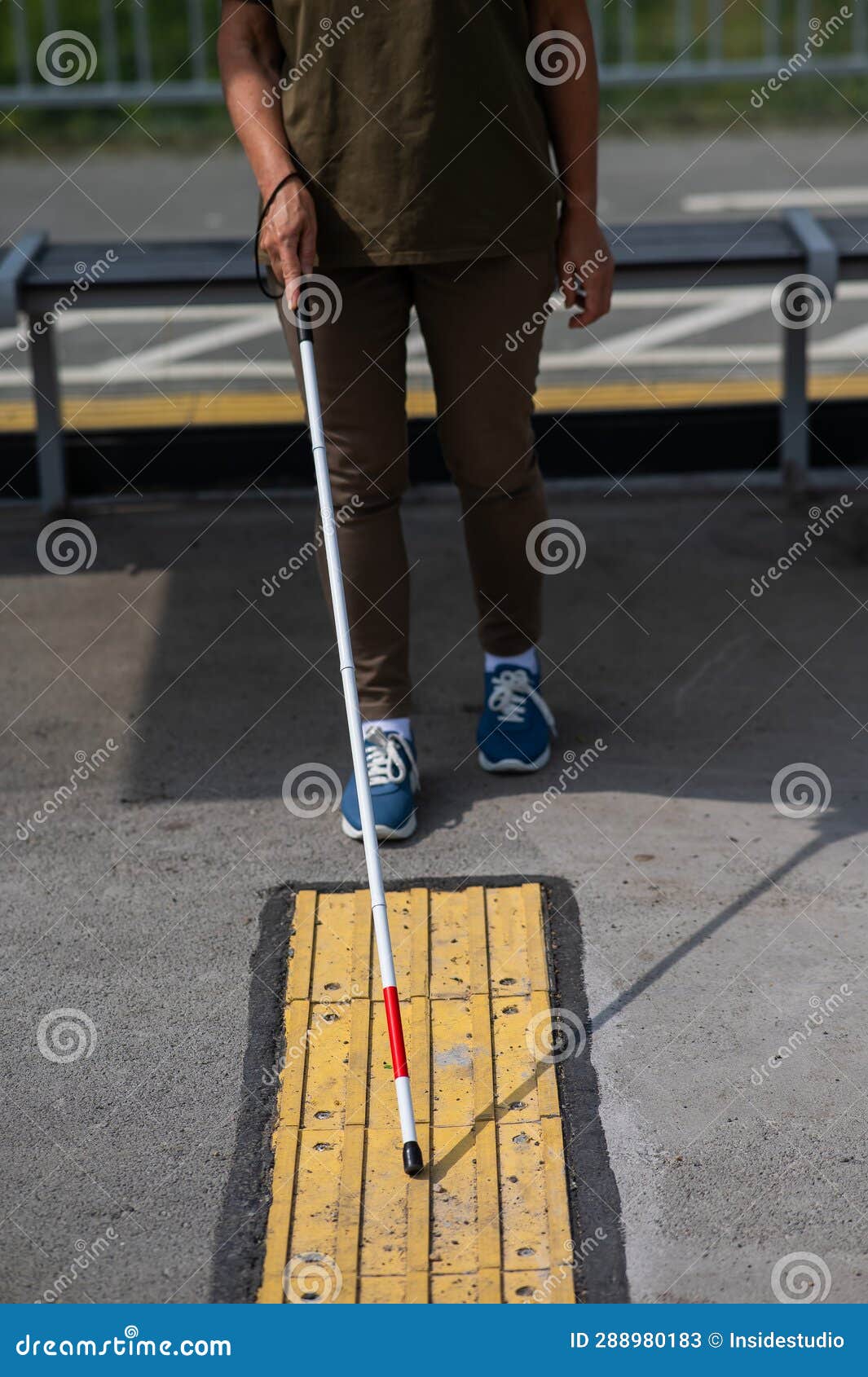 Close-up of the Legs of an Elderly Blind Woman at a Bus Stop. Stock ...