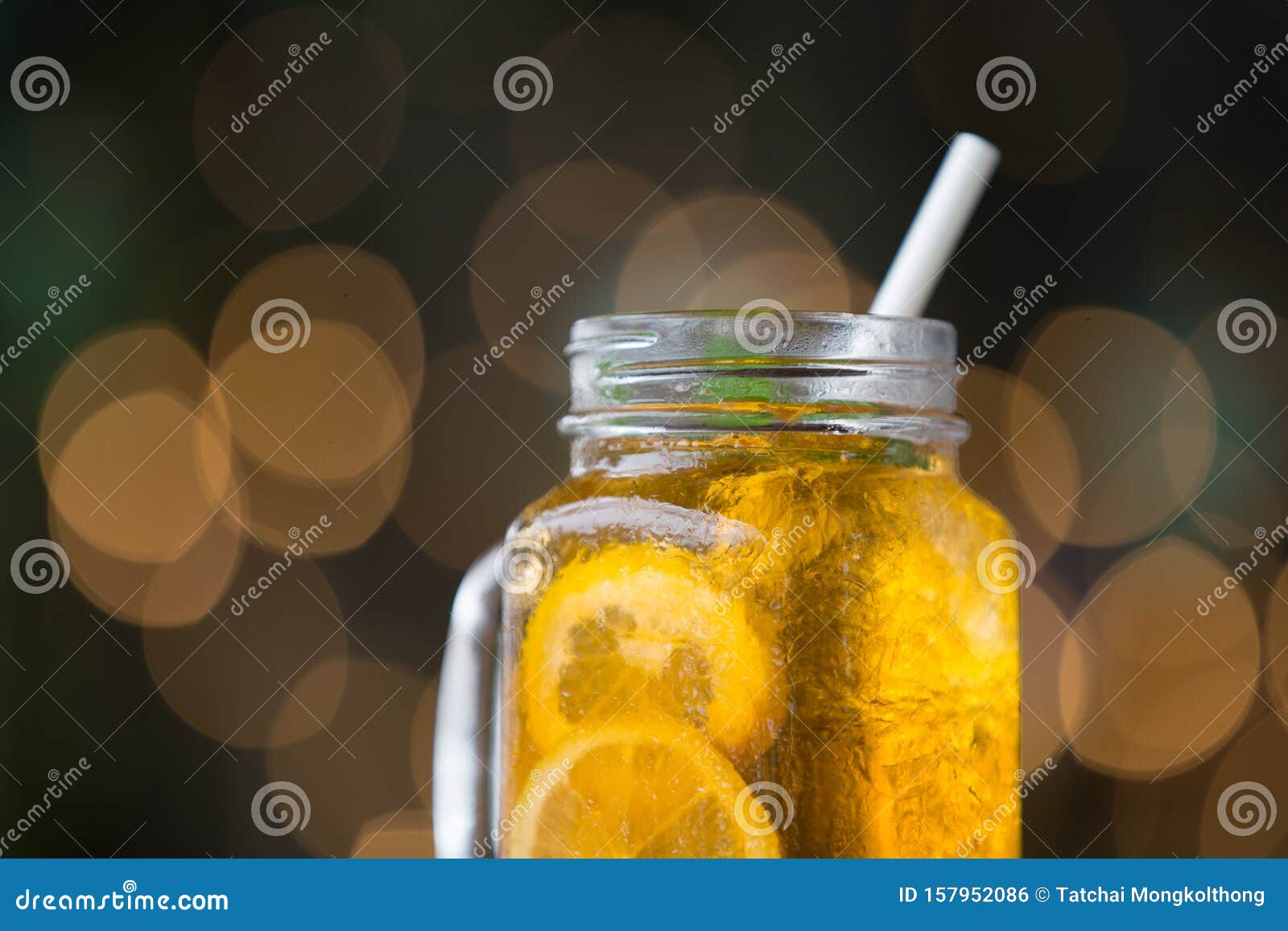 Close up Lemon iced tea stock photo. Image of iced, chilled - 157952086