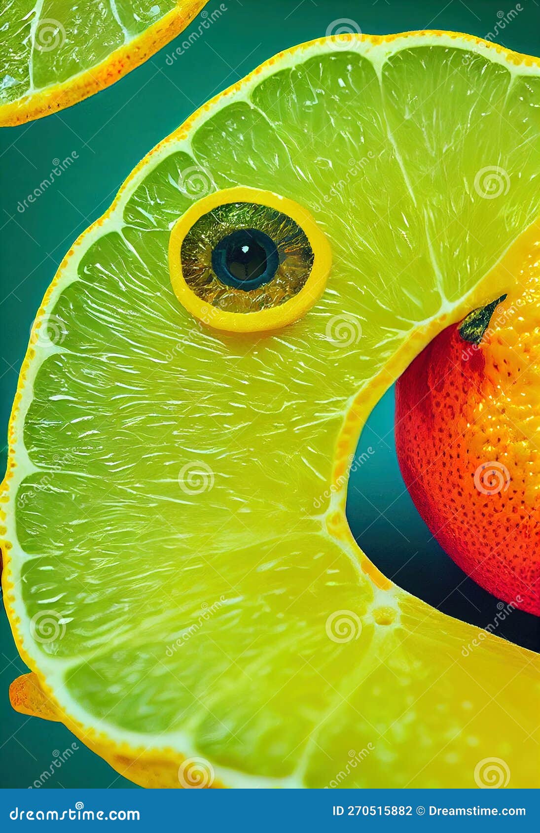 A Close Up of a Lemon and an Orange with a Eyeball on it S Side and a ...