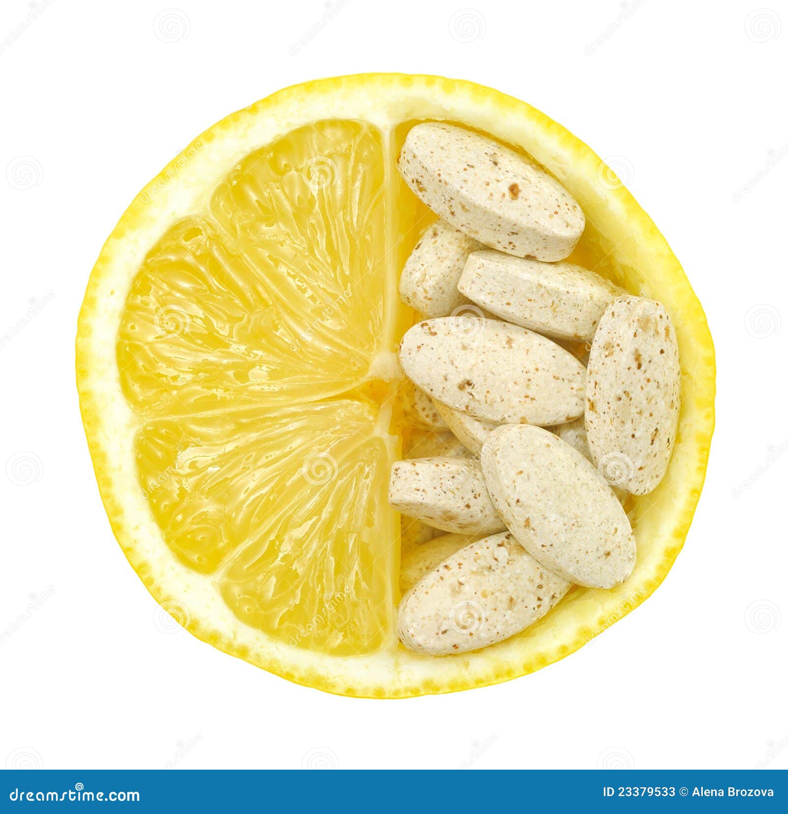 Close Up of Lemon and Pills Isolated Stock Image - Image of cutout ...