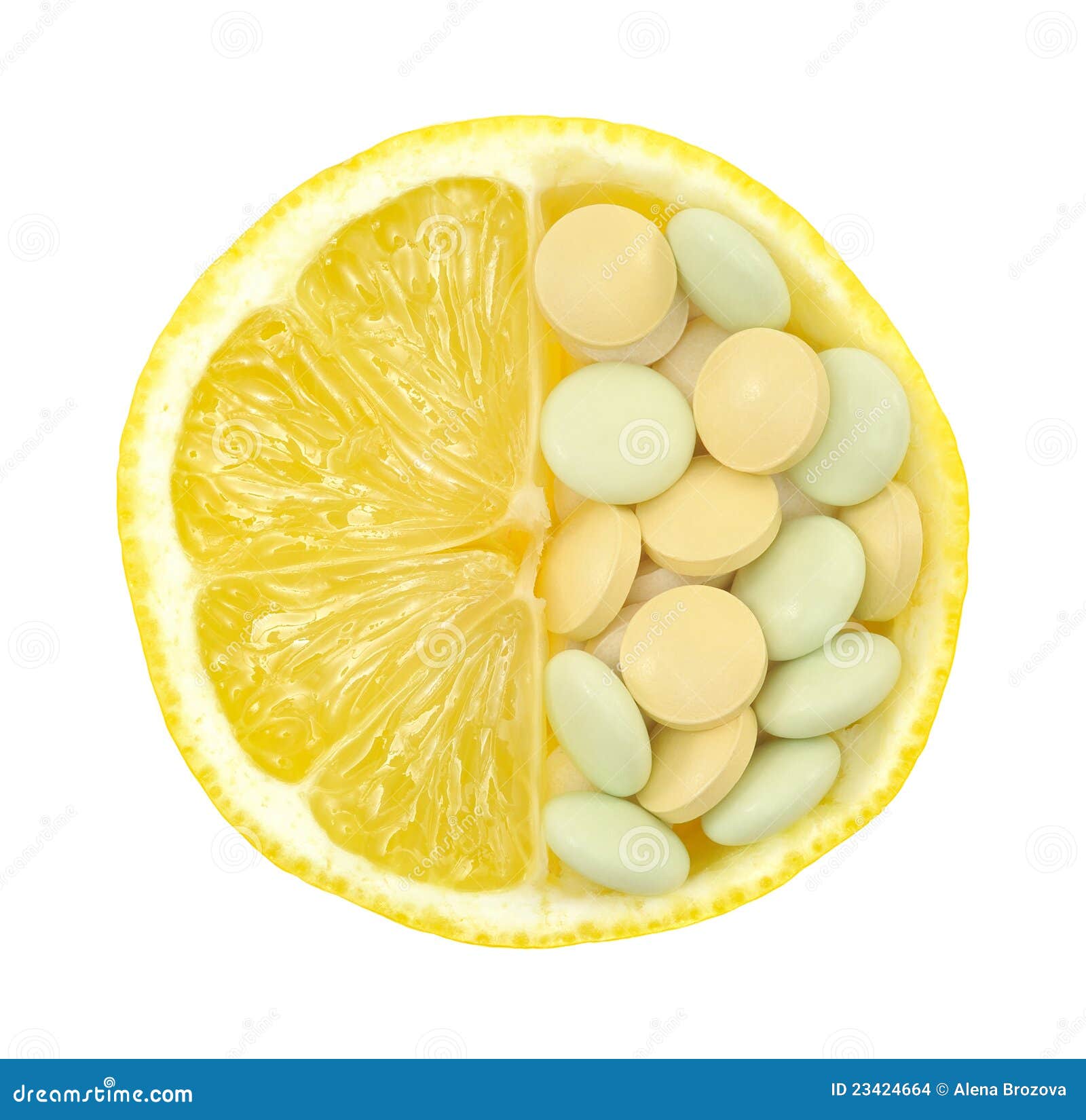 Close Up of Lemon and Pills Isolated Stock Photo - Image of fresh ...