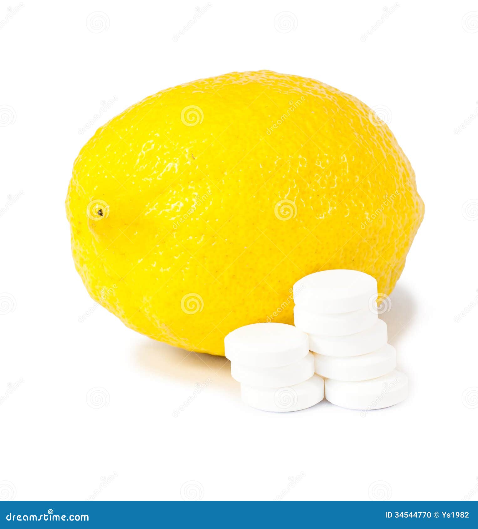 Close Up of Lemon and Pills Isolated - Vitamin Concept Stock Photo ...
