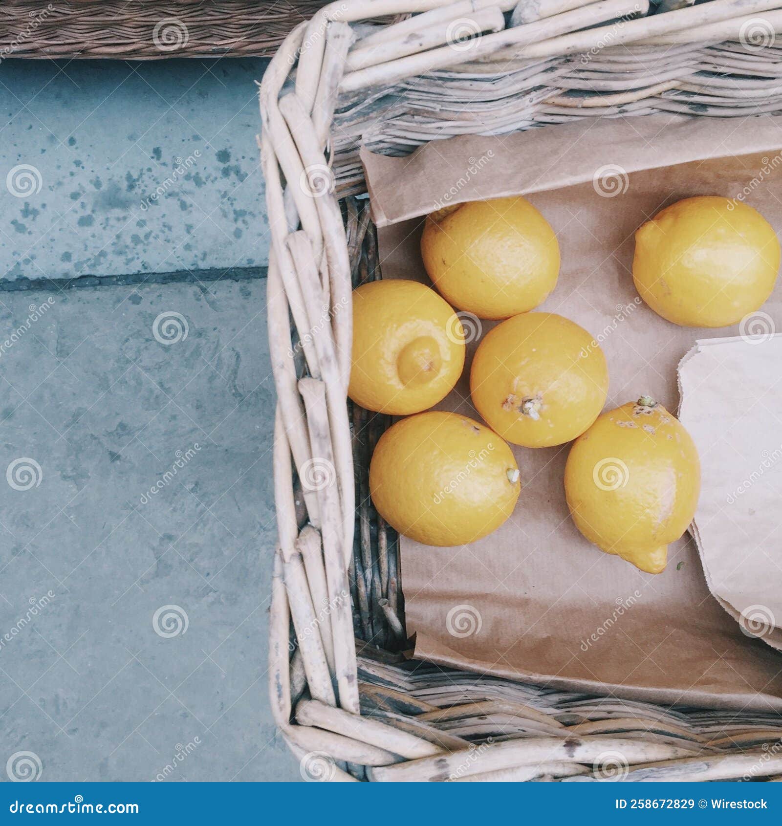 Close Up of Lemons in a Basket Stock Image - Image of fresh, delicious ...