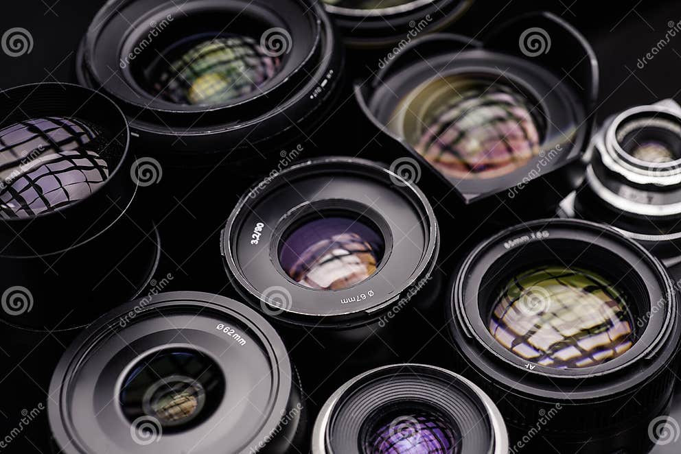 Close Up of Lenses in a Studio Stock Image - Image of optical, black ...