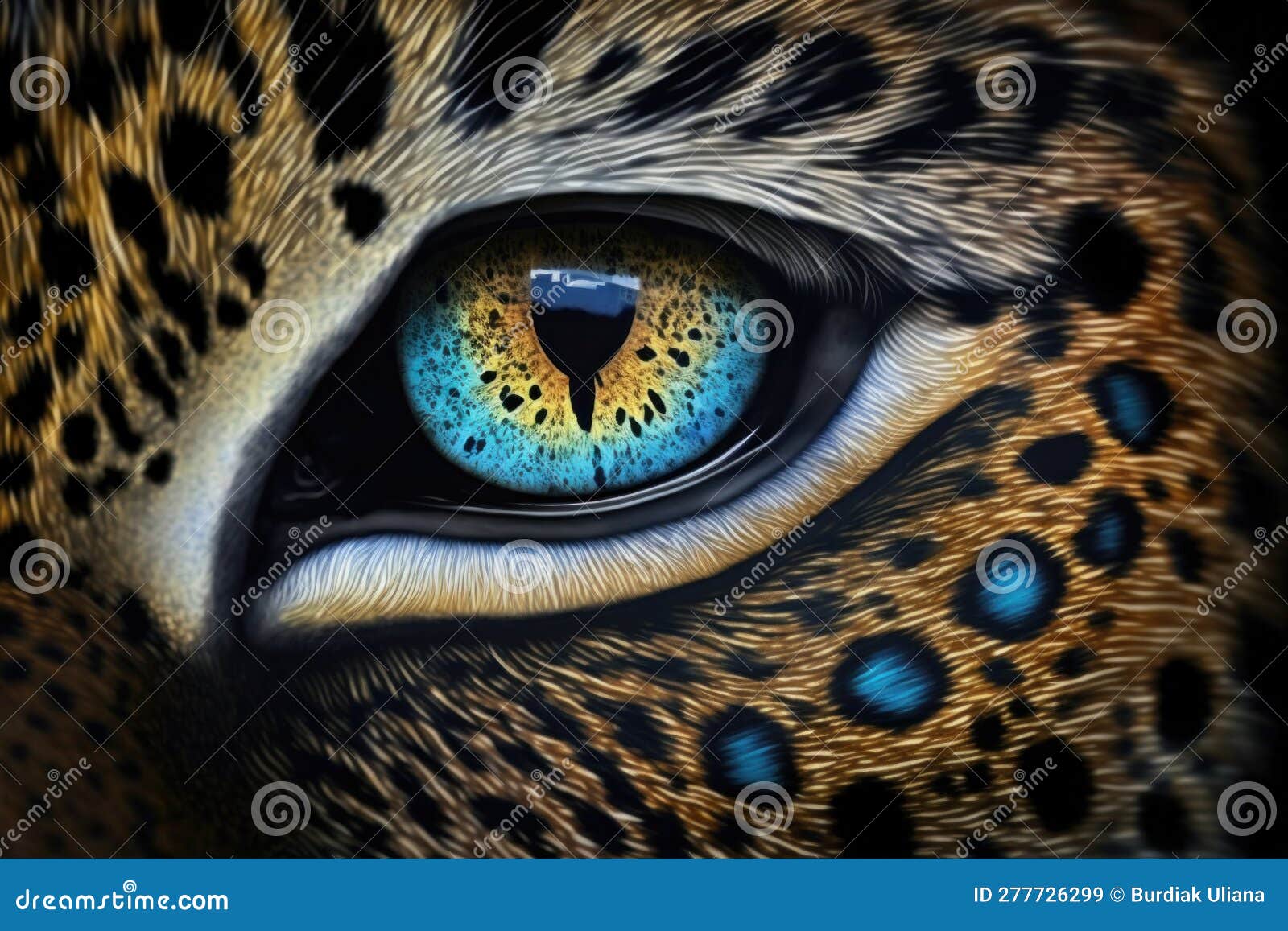 Close Up Leopard Eye. Generative AI Stock Illustration - Illustration ...