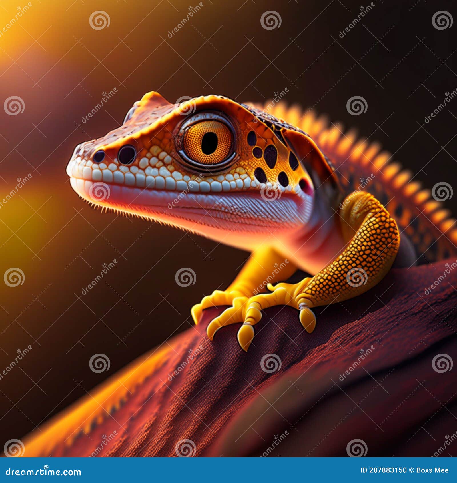 Close-up of a Leopard Gecko (Eublepharis Macularius) AI Generated Stock ...