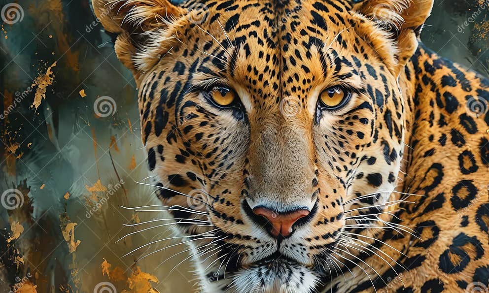 Close Up Leopard Looking at the Camera Stock Illustration ...