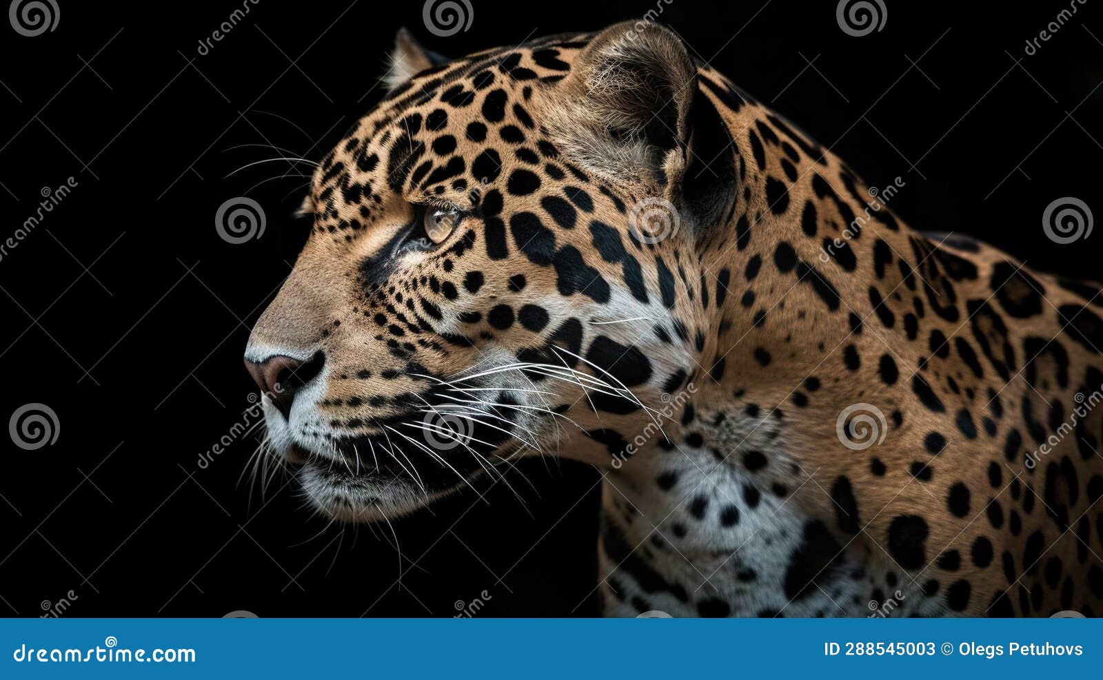 A Close Up of a Leopard S Face with a Black Background Stock Image ...