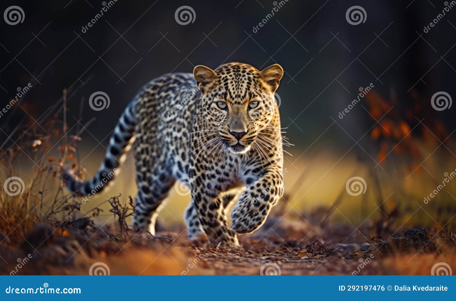 Close-up of a Leopard Stalking Prey Stock Illustration - Illustration ...