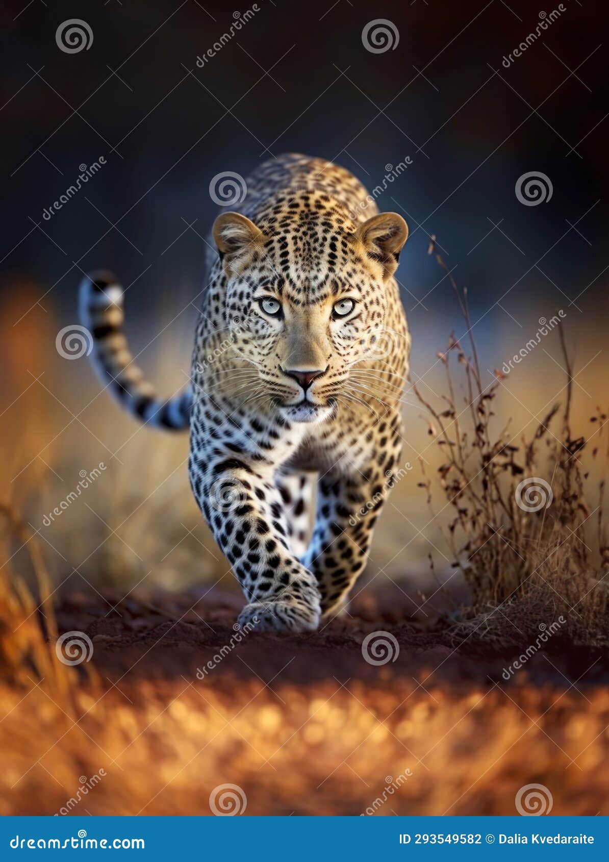 Close Up of a Leopard Stalking Prey Stock Illustration - Illustration ...