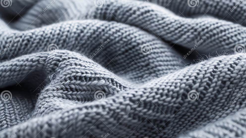 A Close-up of a Light Blue Knitted Fabric in a Garter Stitch Pattern. the Fabric Has a Soft ...