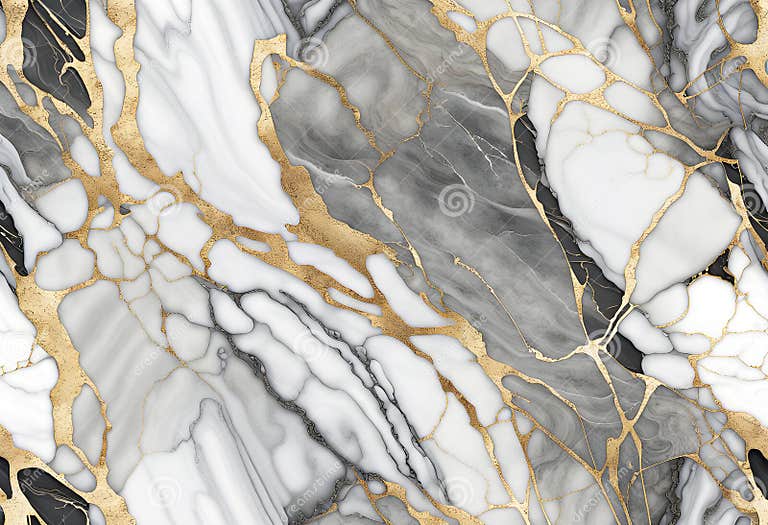 Close-up Light Gray Marble Texture with Gold Patterns and Lines. Light ...