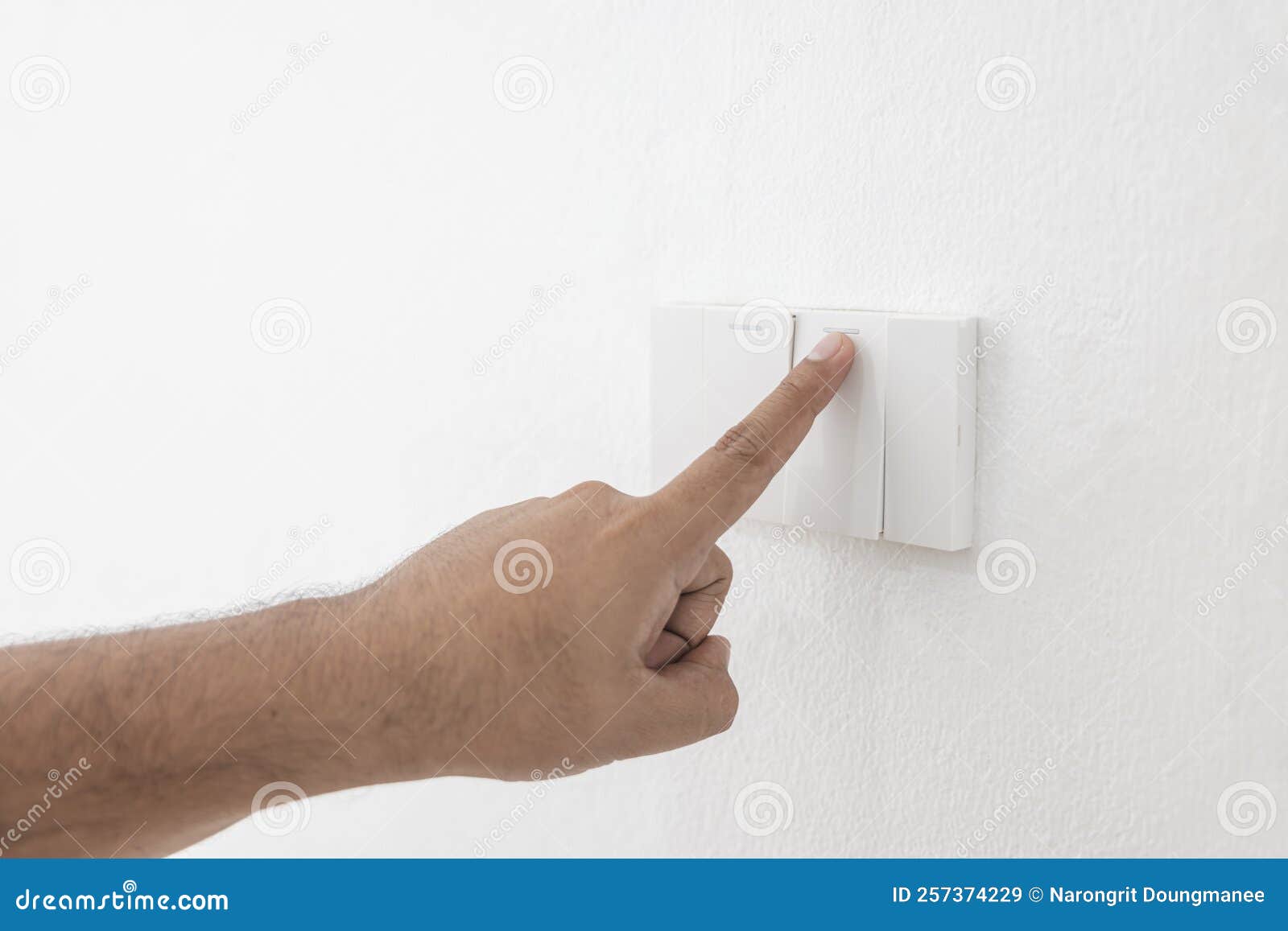 Close-up Light Switch of a Male Finger Will Turn on or Off a Light ...