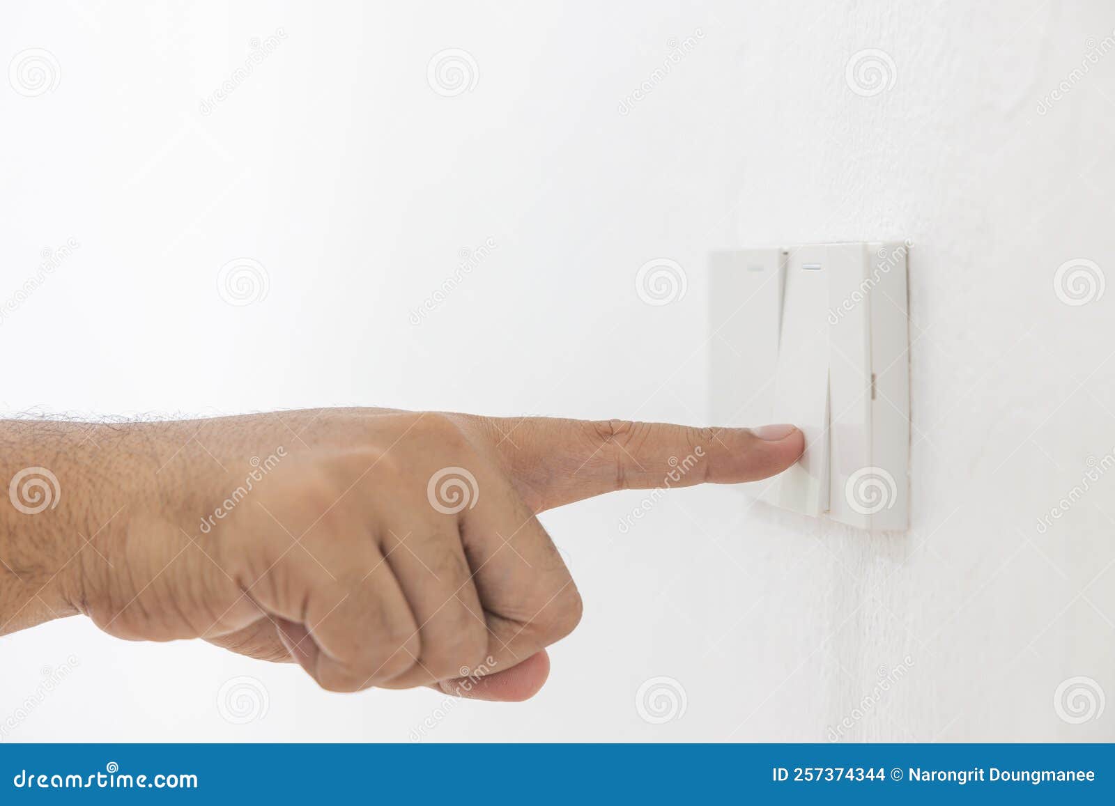 Close-up Light Switch of a Male Finger Will Turn on or Off a Light ...