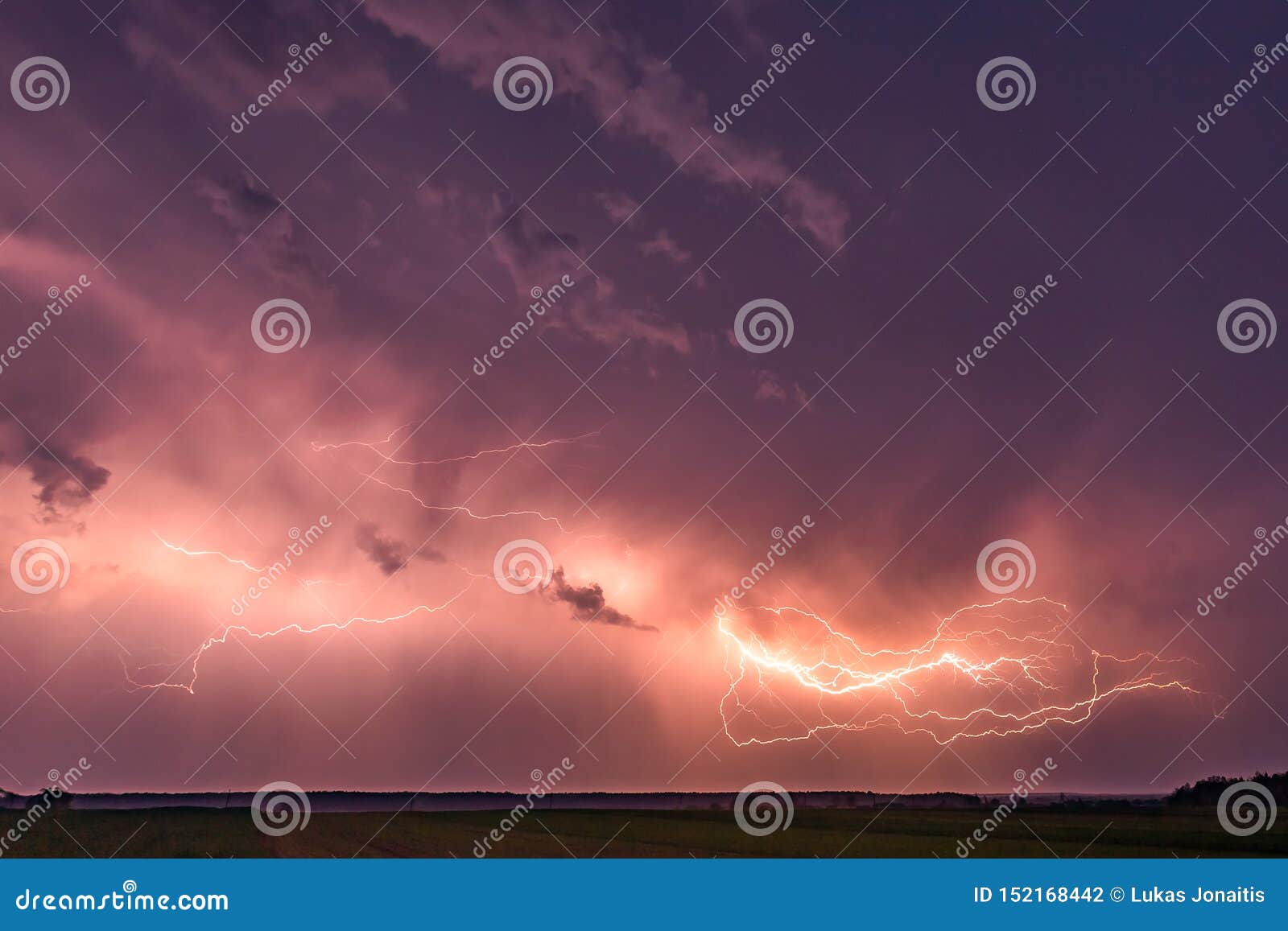 CLose Up with Lightning with Dramatic Clouds Composite Image . Night ...