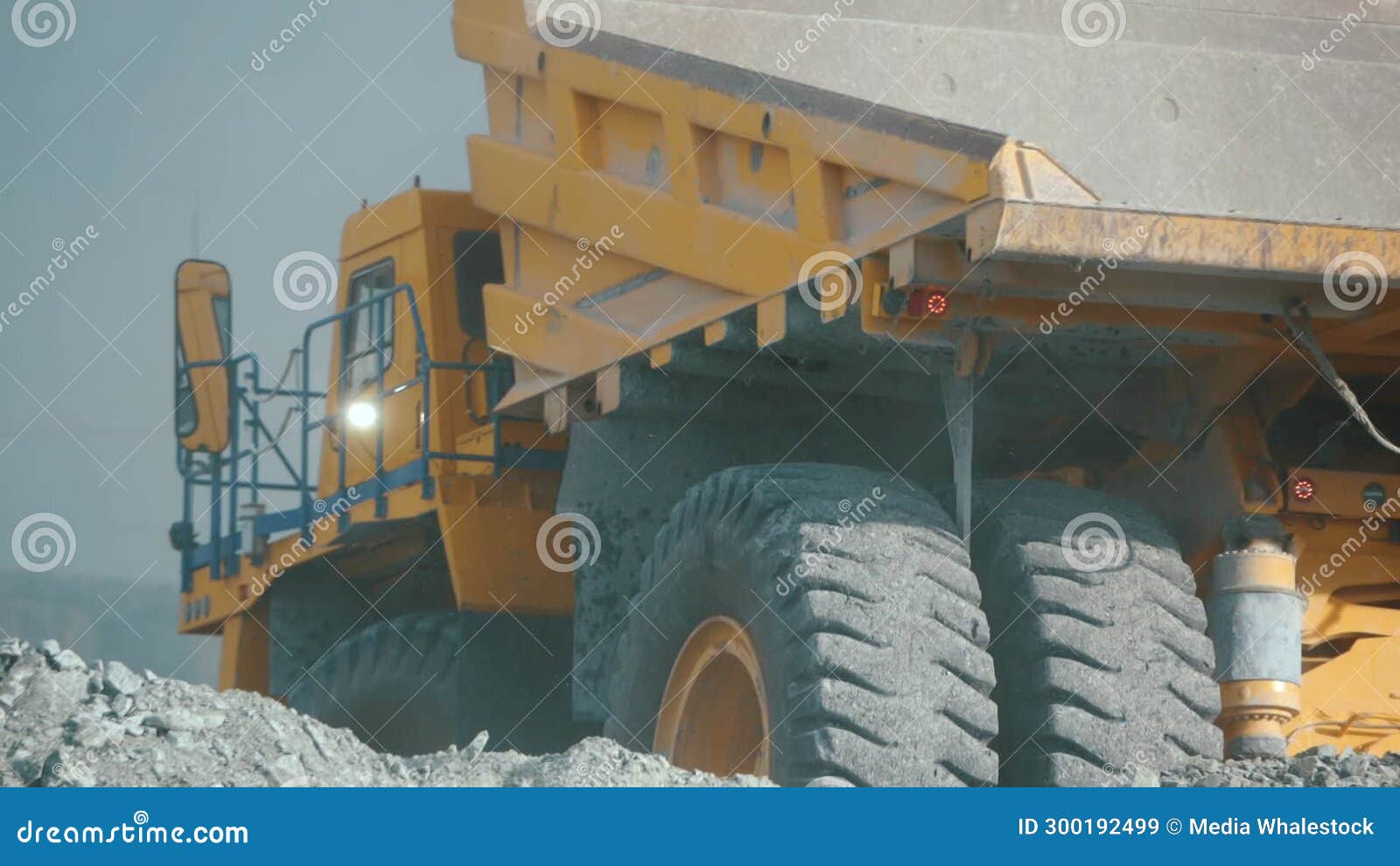 Close-up of the Limestone Ore Unloading from Mining Truck. View from ...