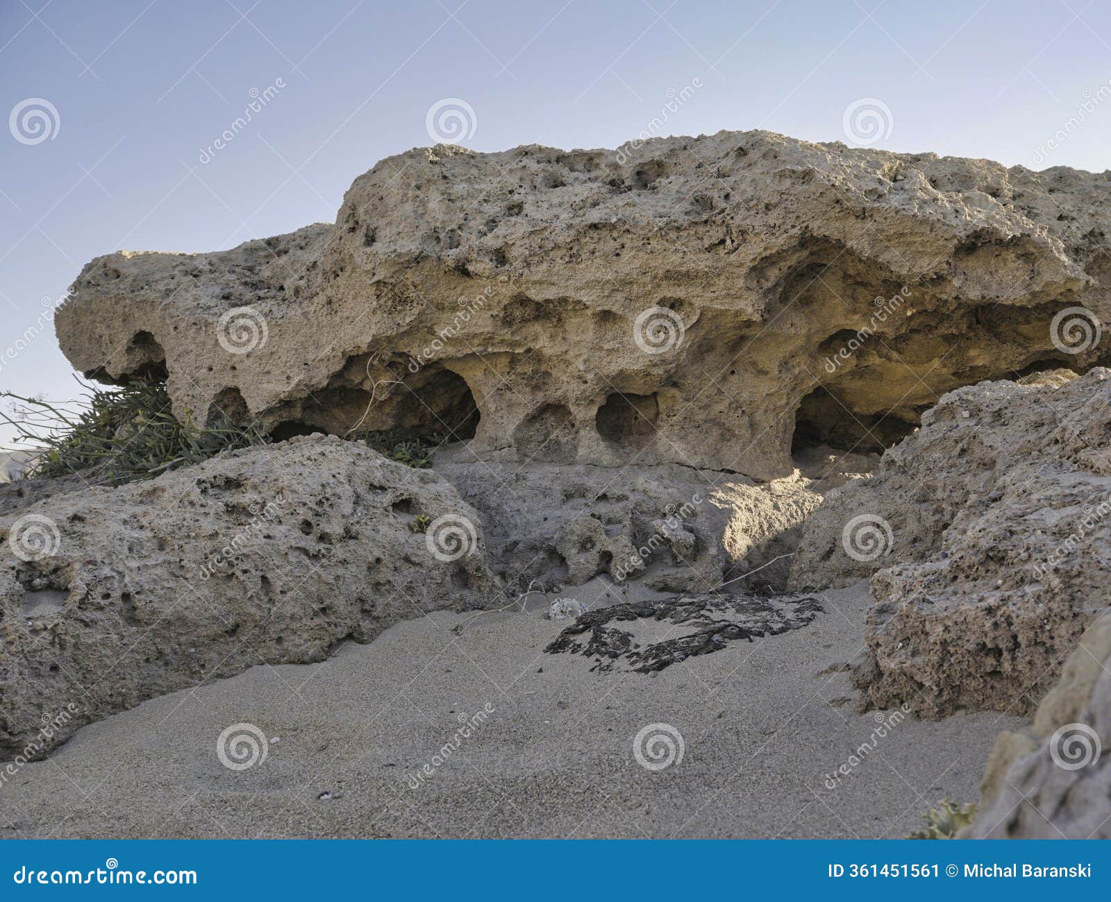 Close Up of Limestone Rocks on a Sandy Beach Stock Image - Image of ...