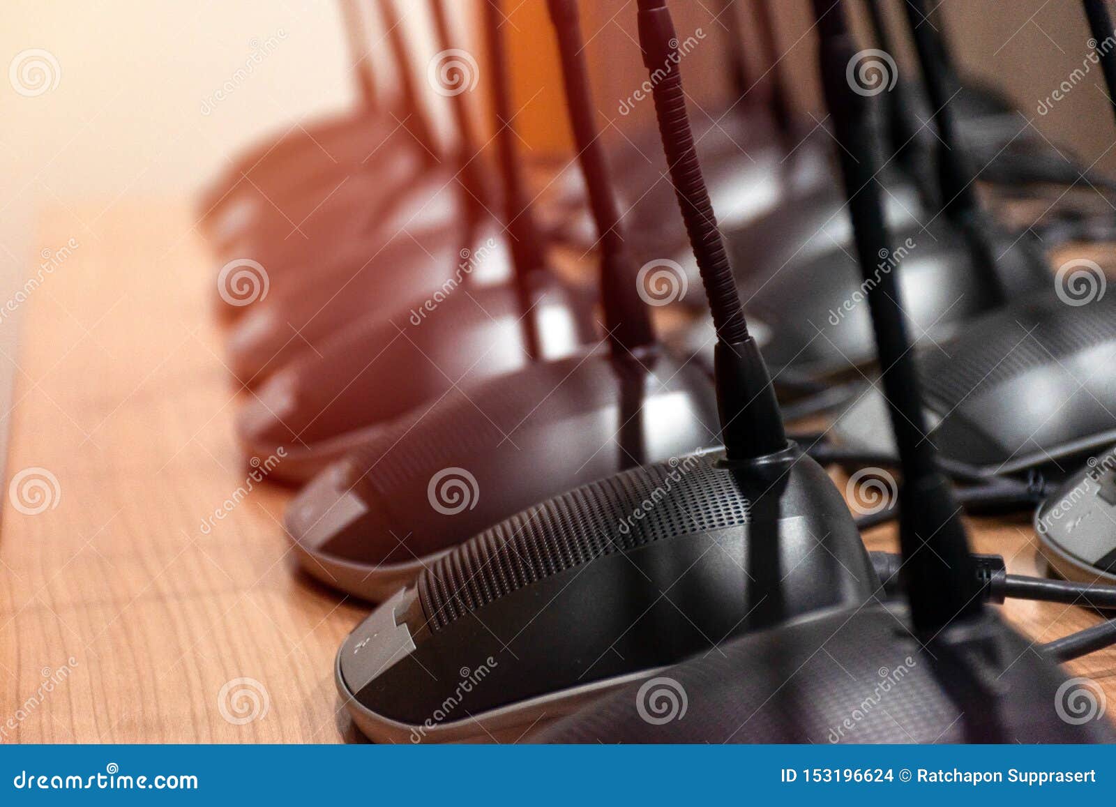 Close Up Line Array Microphone Conference Stock Photo - Image of ...