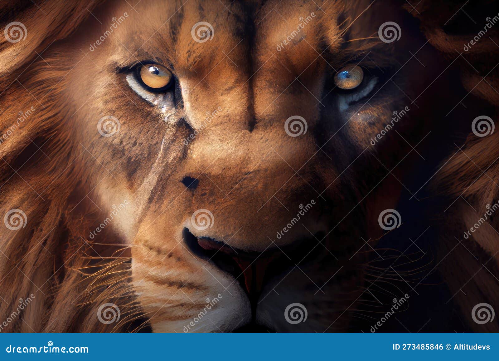 Close-up of Lion S Face, with Piercing Eyes and Sharp Teeth Stock ...