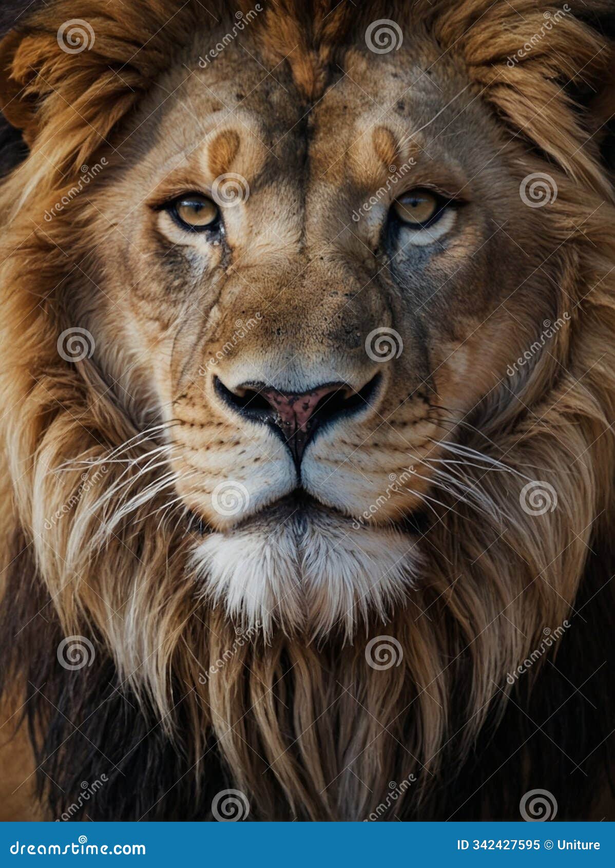 Close Up of a Lions Face stock illustration. Illustration of safari ...