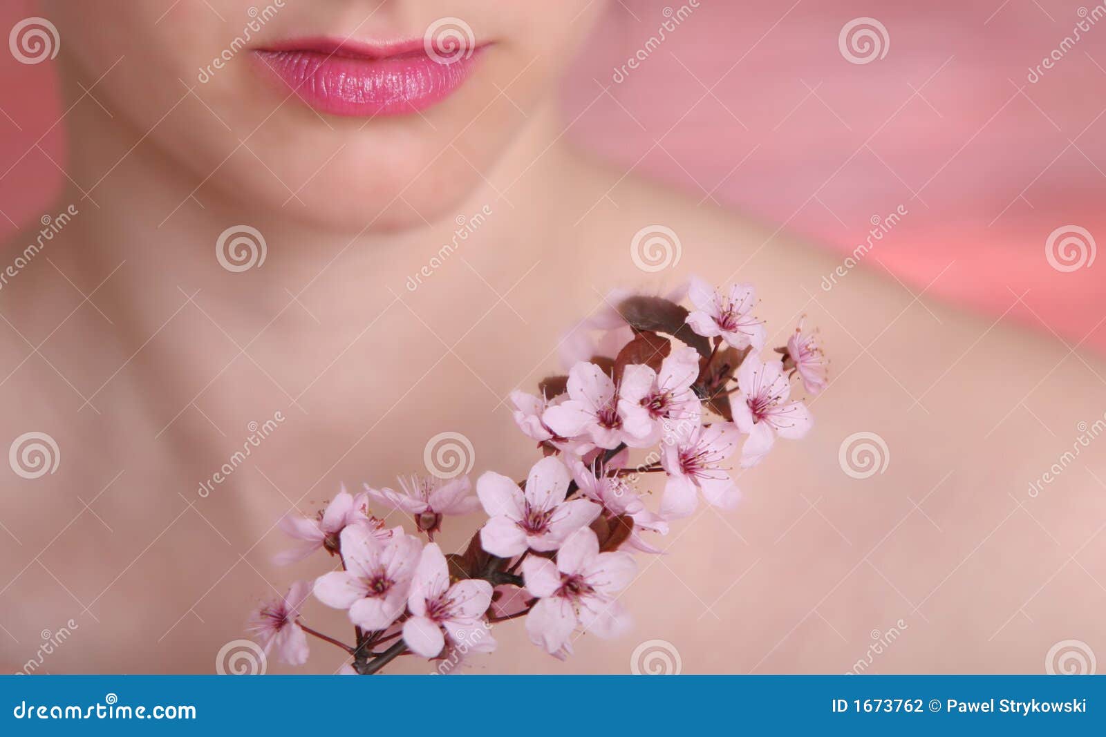 Close-up of Lips and Flowers Stock Photo - Image of close, cosmetics ...