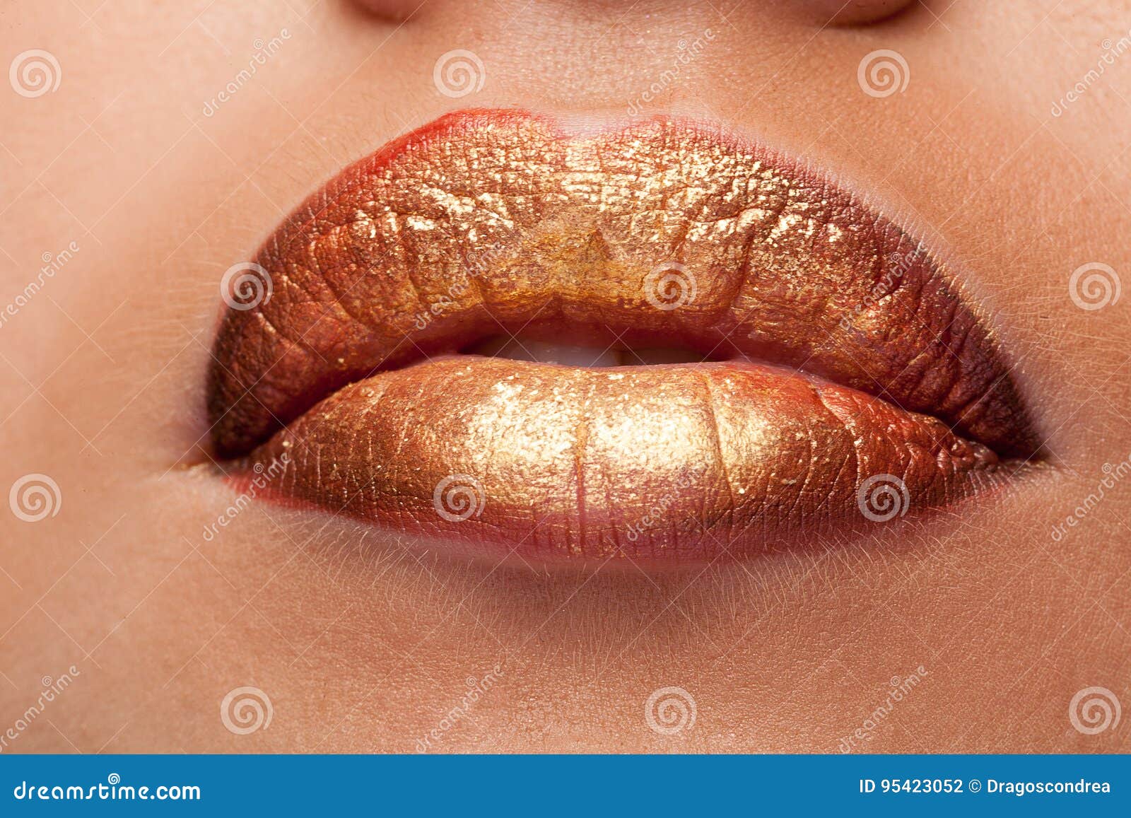 Close Up of Lips with Lipstick on Them Stock Photo - Image of metallic ...
