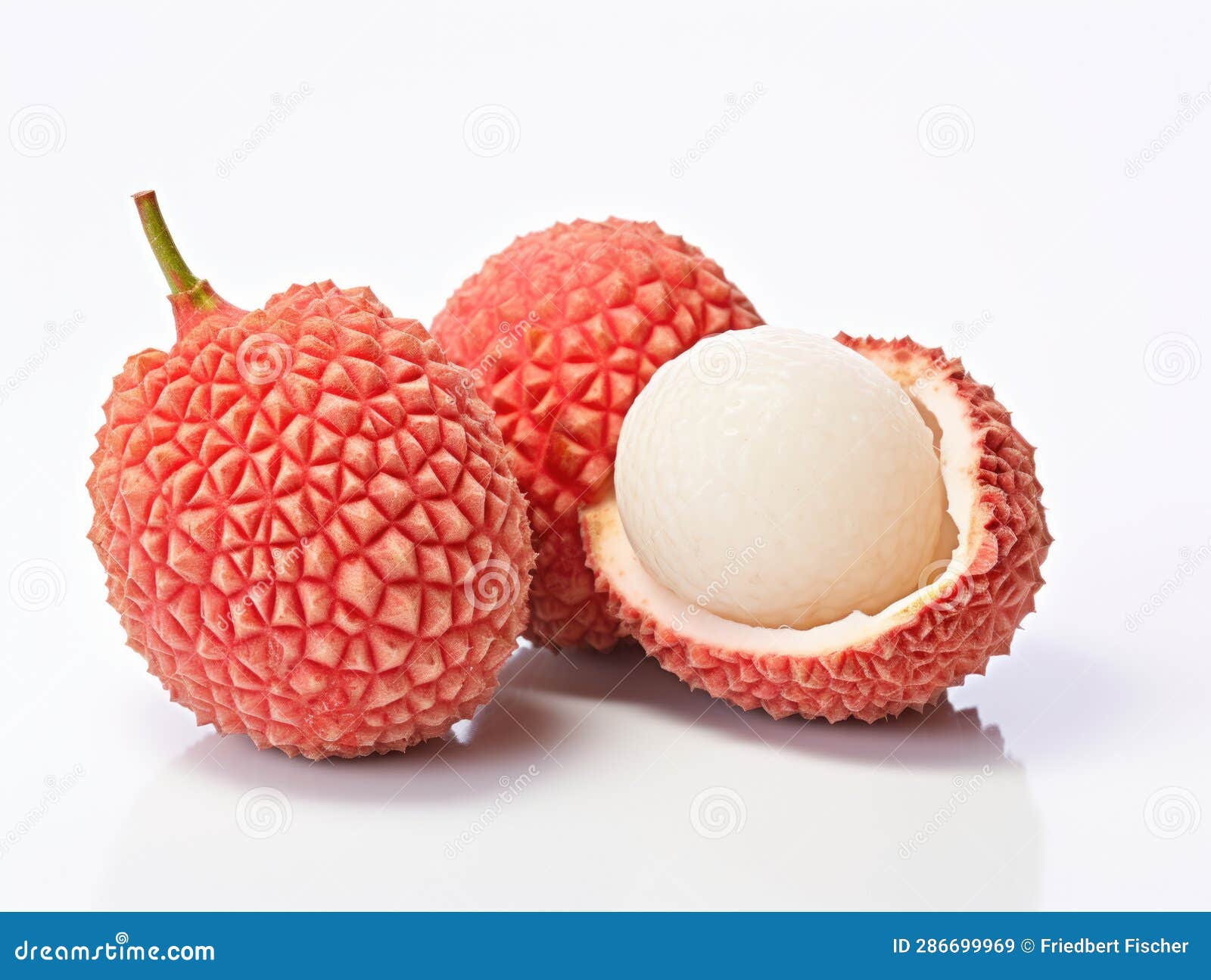 A Close Up of a Litchi Fruit on a White Surface. Stock Illustration ...