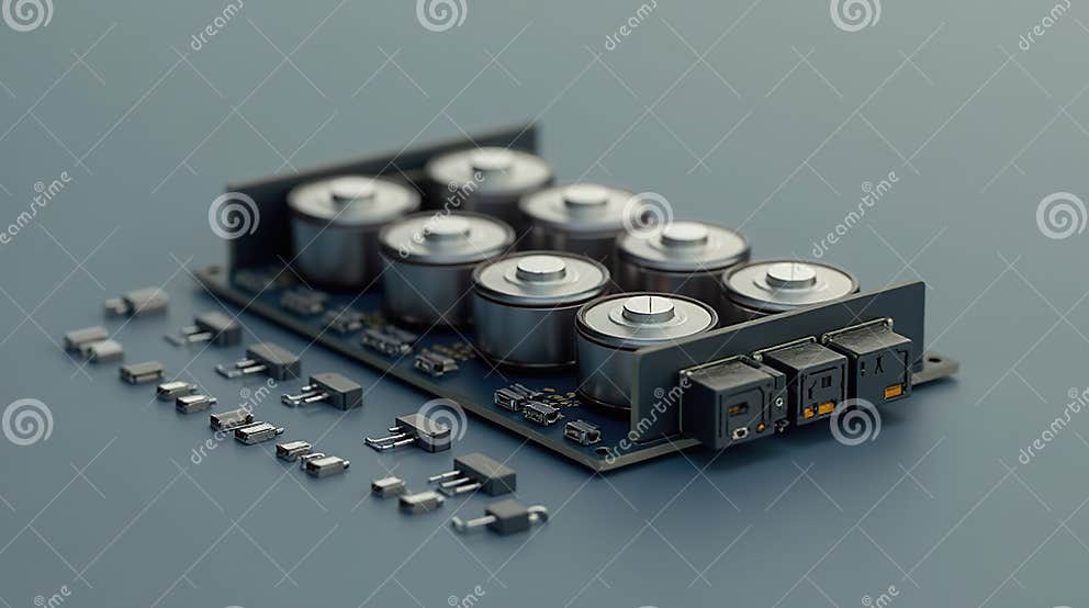 Close-up of Lithium Battery Pack Module with Electronic Components ...