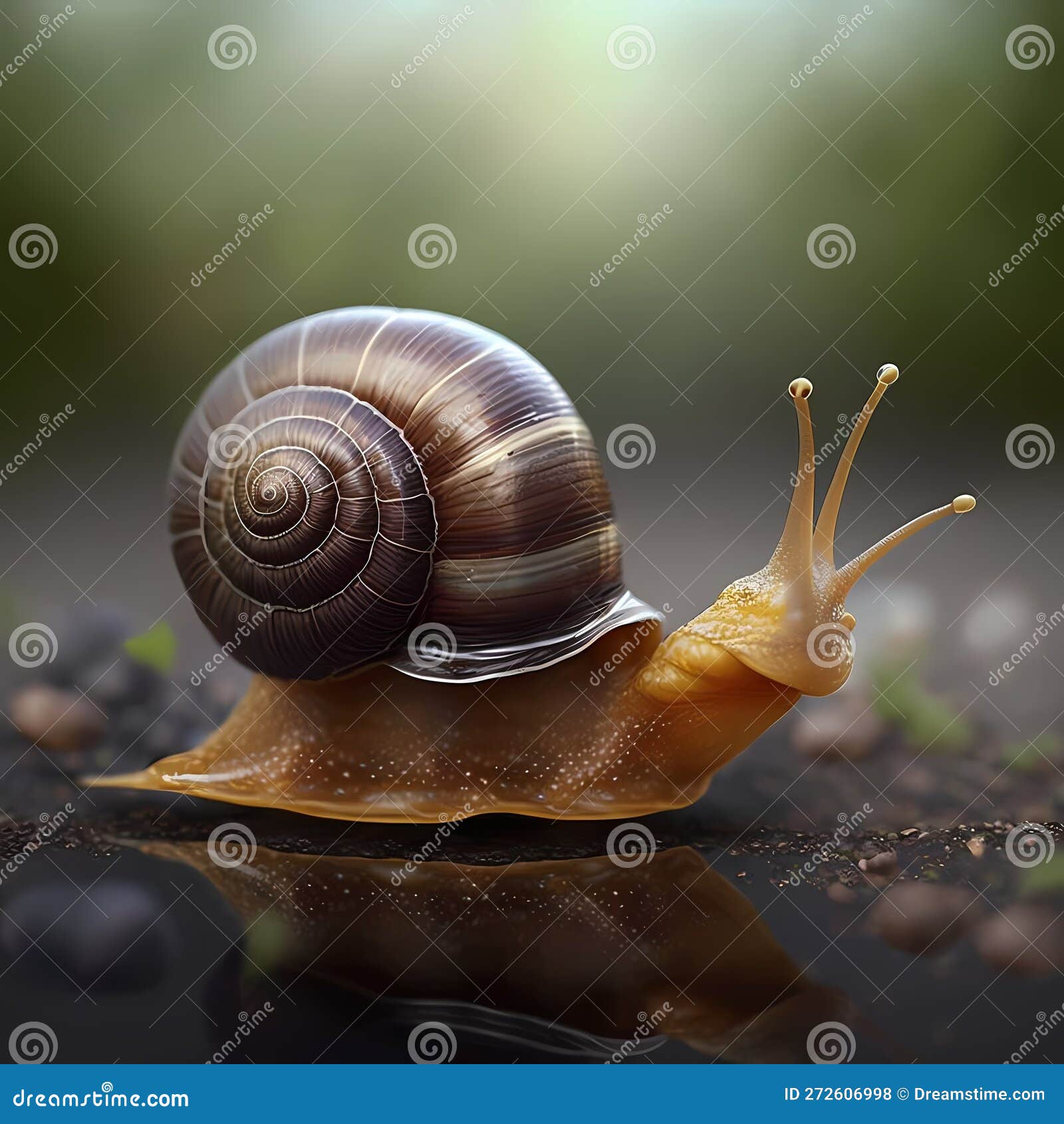 Close Up Little Snail. Generative AI Stock Illustration - Illustration ...
