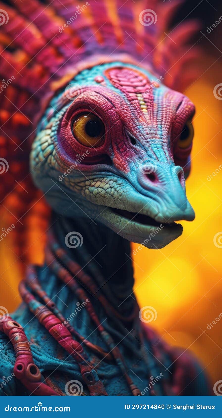 A Close Up of a Lizard with Colorful Hair, AI Stock Photo - Image of ...