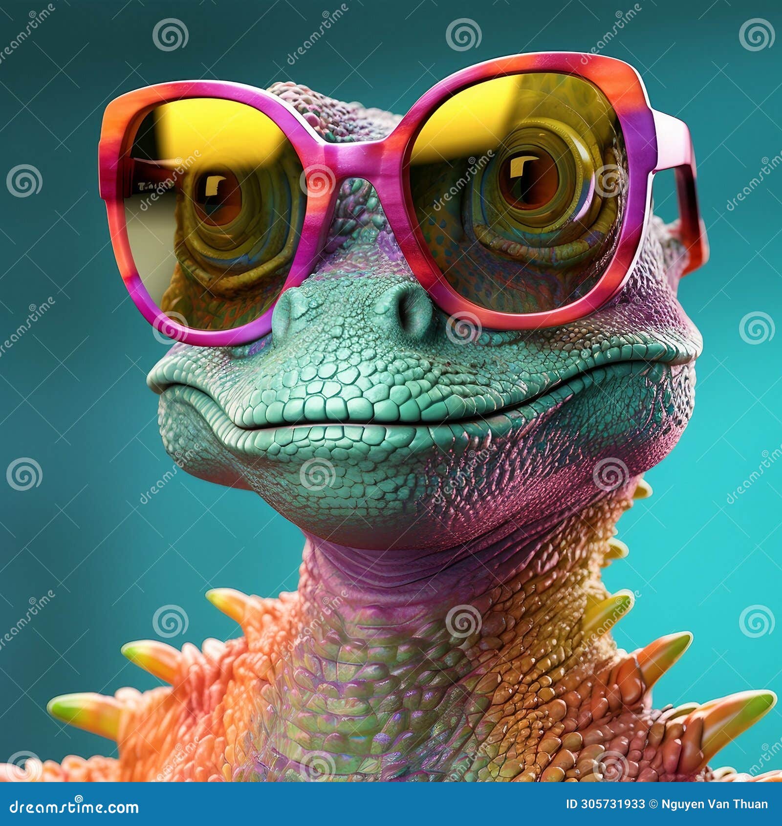 A Close Up of a Lizard Wearing Sunglasses Stock Illustration ...
